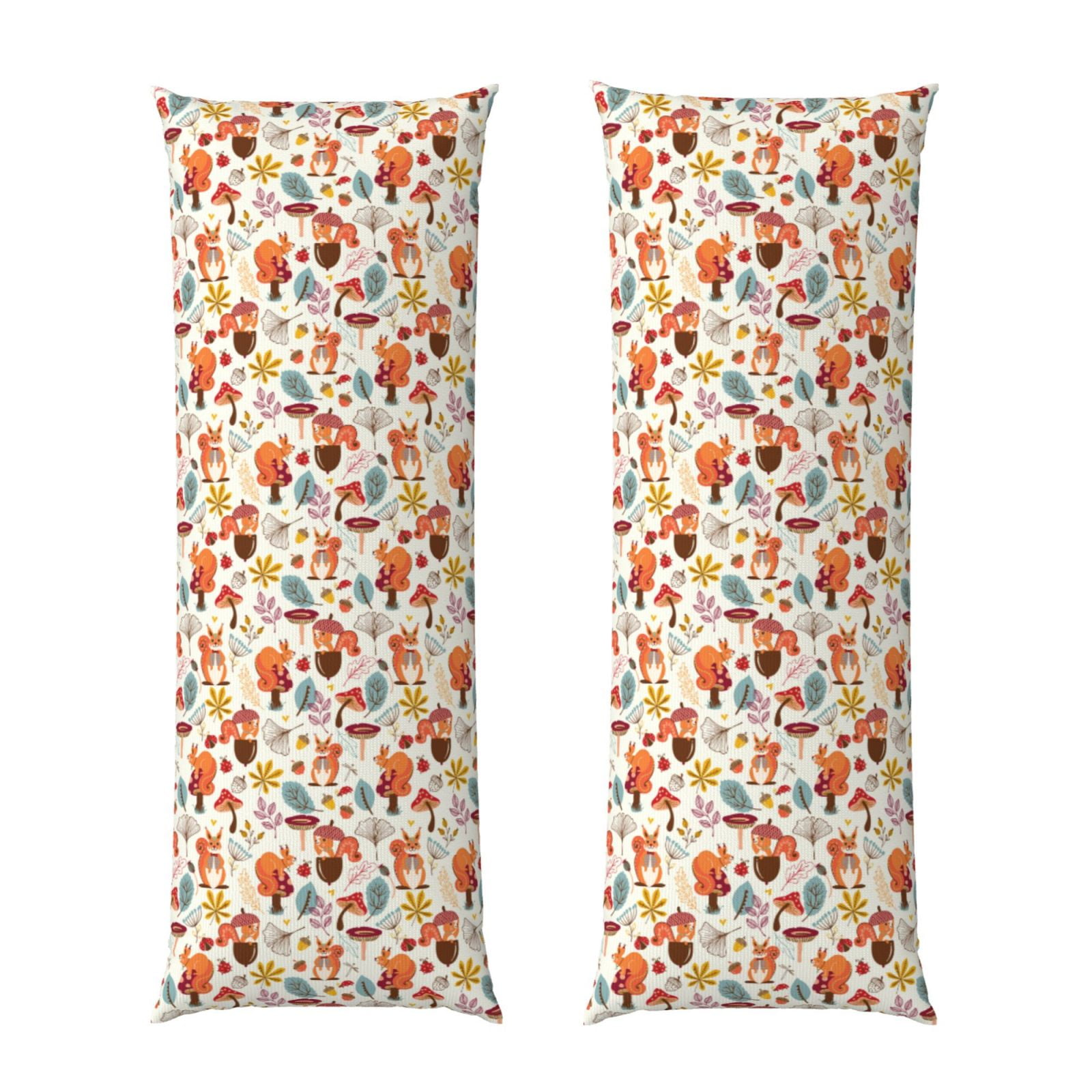 Bixox Squirrel Nuts Mushroom Print Body Pillow Cover with Zipper ...