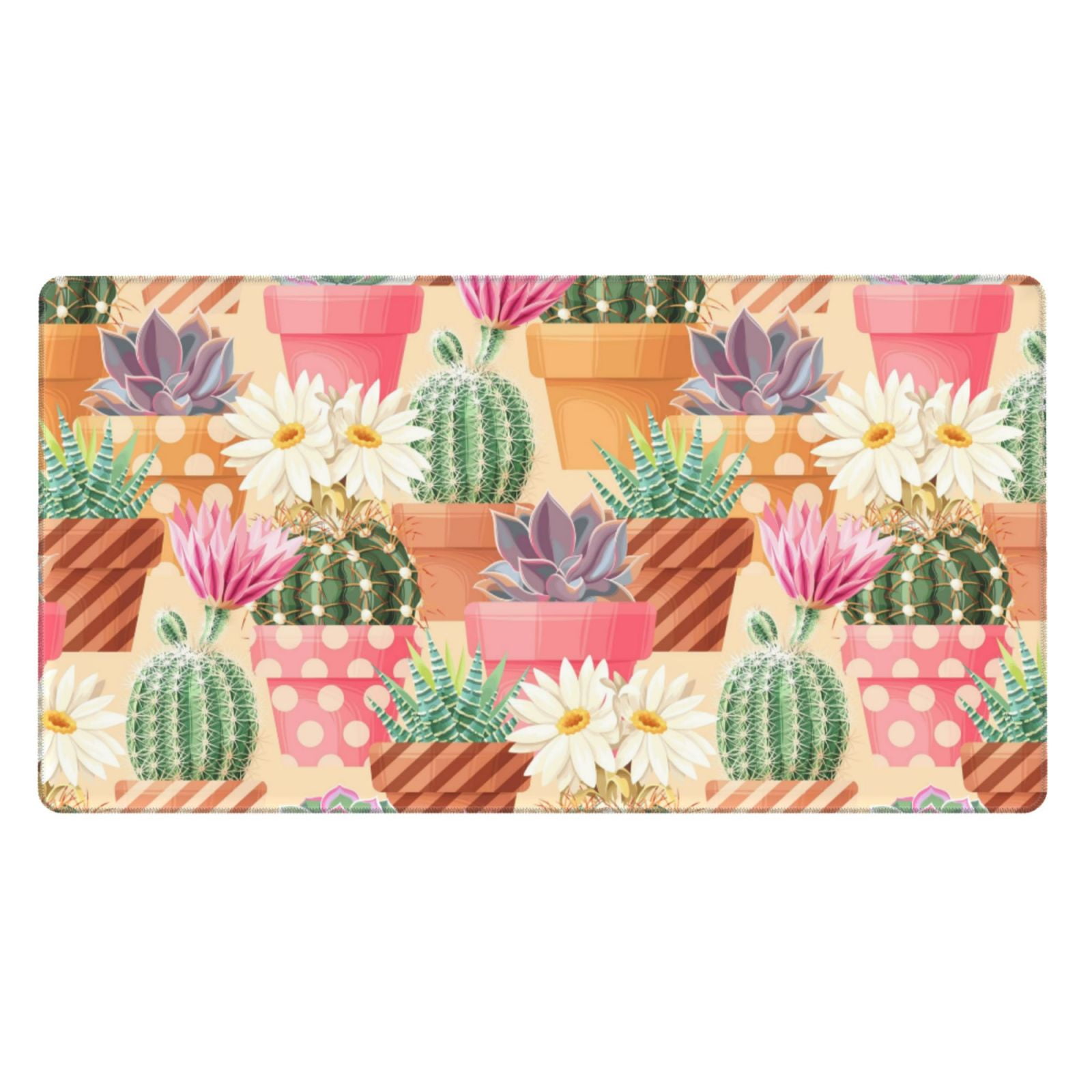 Bixox Succulent And Cactus Pattern Gaming Mouse Pad with Stitched Edges ...