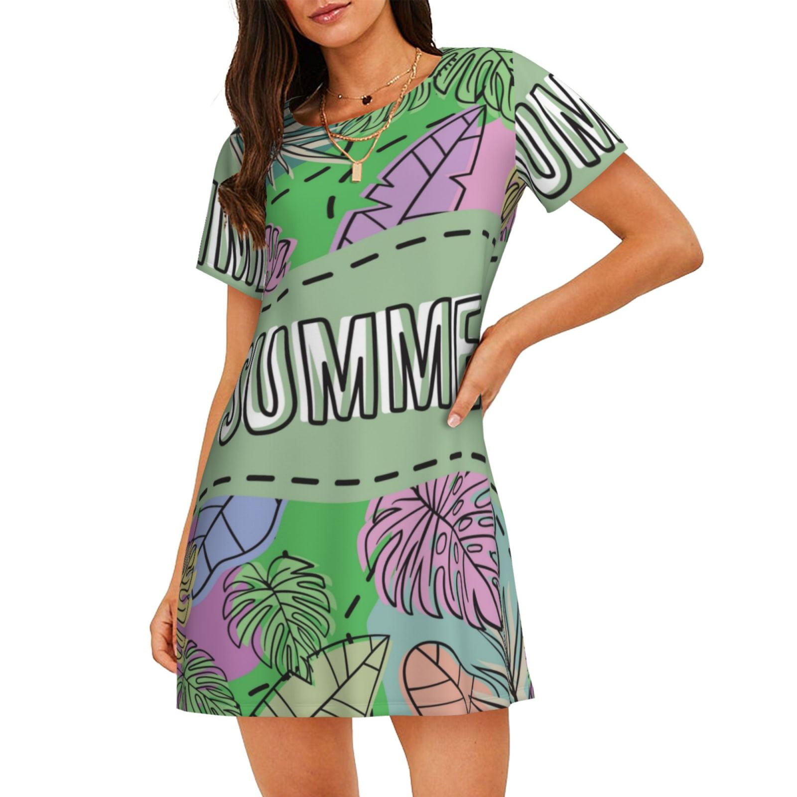 Bixox Summer Pattern Women's Nightgown, Soft & Breathable Sleepwear ...