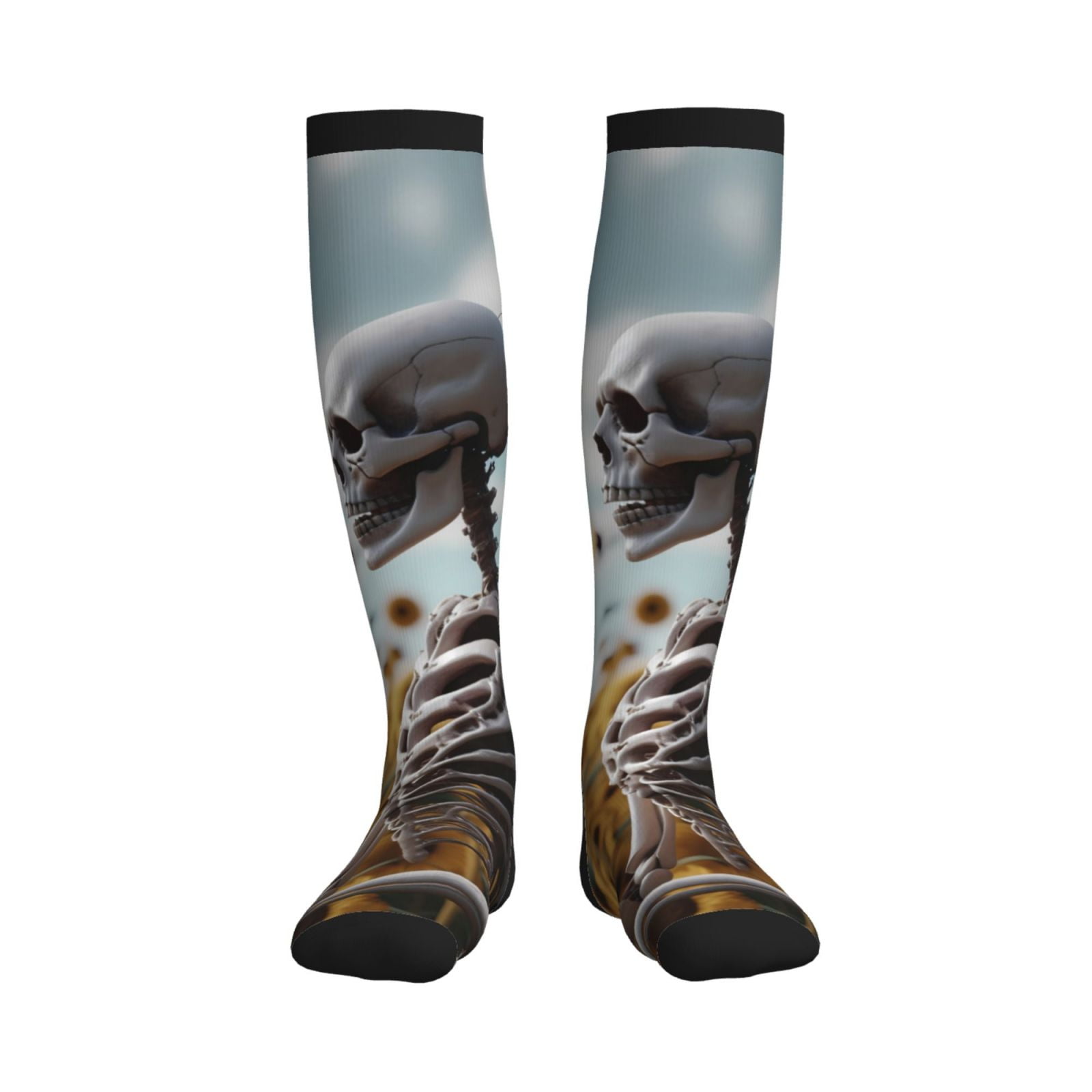 Bixox Sunflower Butterfly Skull Print Compression Socks,Compression ...