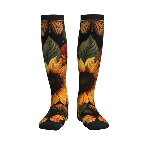 Bixox Sunflower Floral Butterfly Print Compression Socks,Compression ...