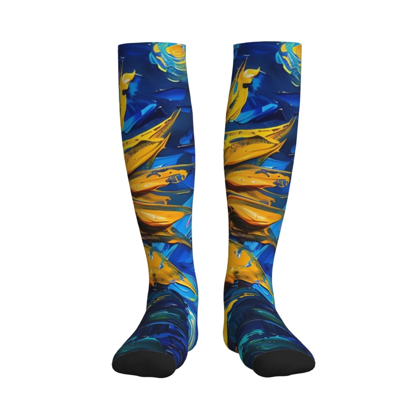 Bixox Sunflower Starry Night Vibes Print Compression Socks,Compression ...