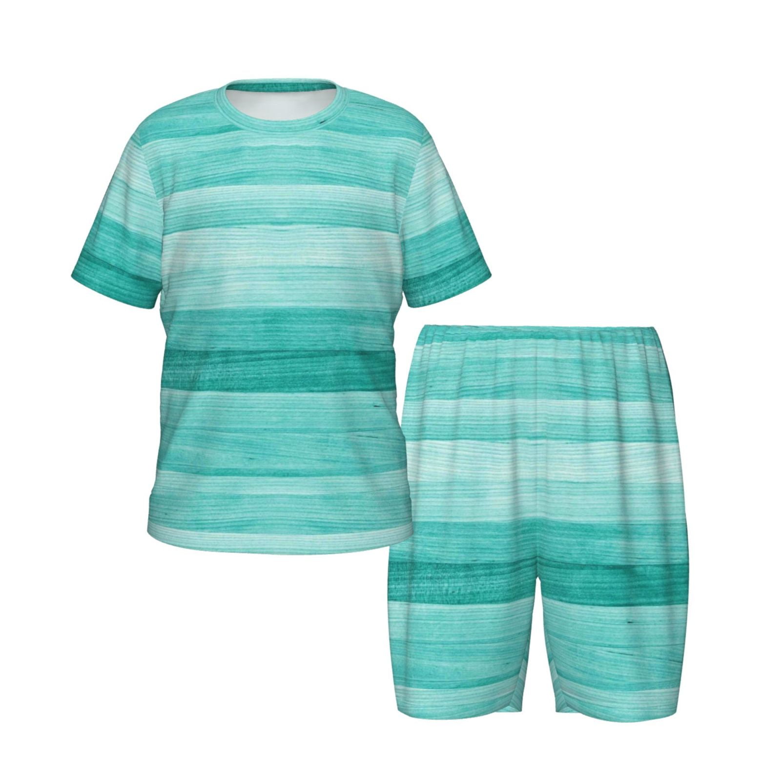 Bixox Teal Turquoise Pattern children's Summer Short Sleeve Pajamas Set ...