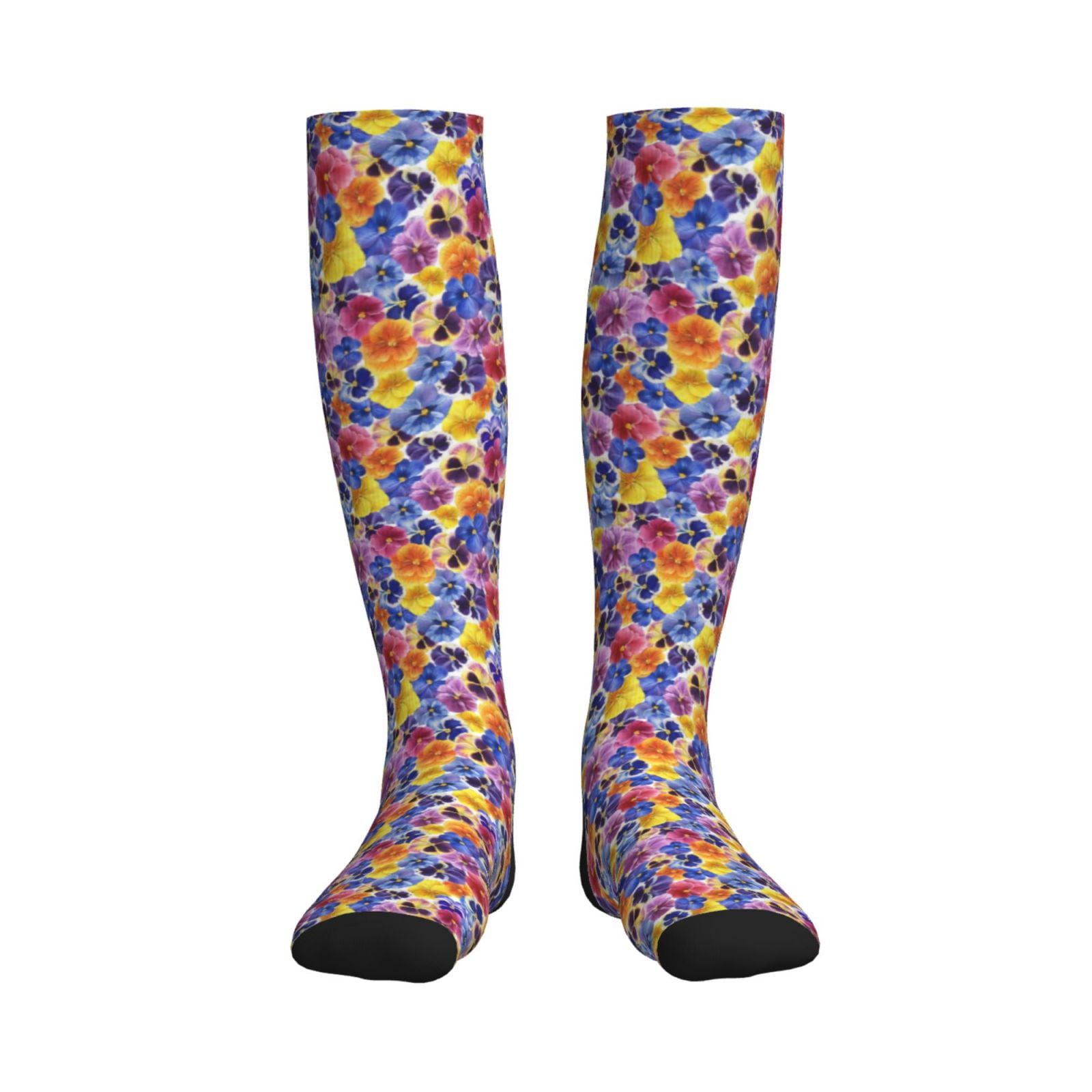 Bixox The Garden Tricolor Pansy Flower Print Compression Socks ...