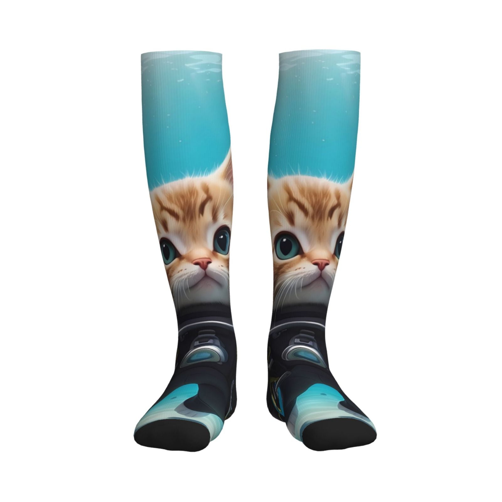 Bixox Underwater Diving Cat Print Compression Socks,Compression Socks Women & Men Circulation ...