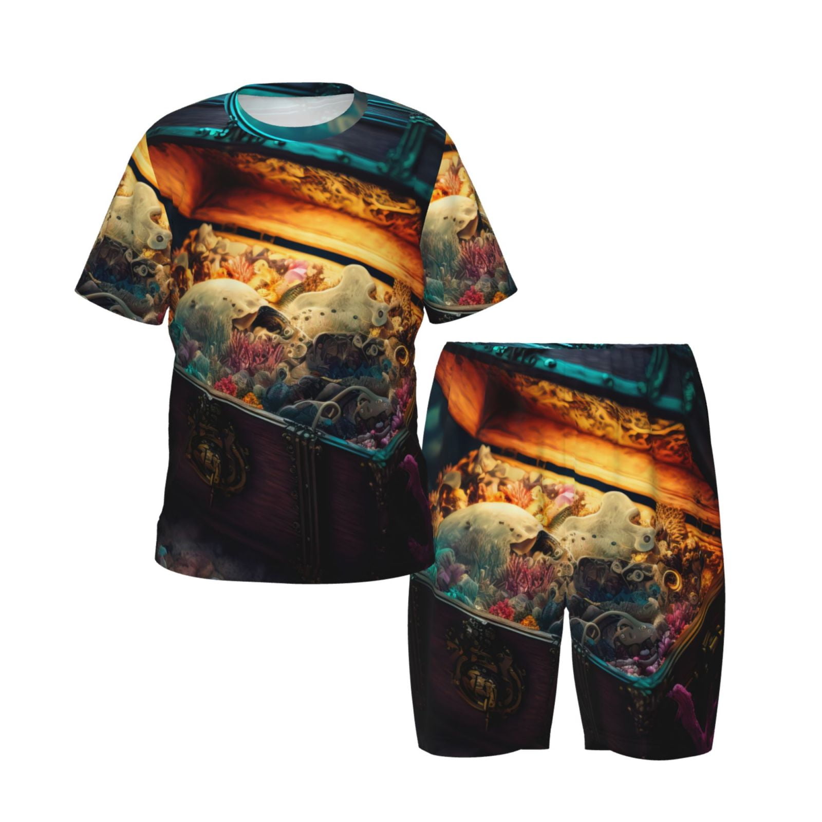 Bixox Underwater Treasure Chest Pattern children's Summer Short Sleeve ...