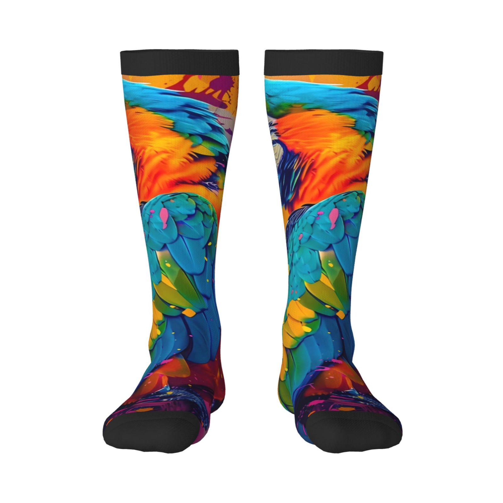 Bixox Vibrant Parrot Splash Art Patterned Men's and Women's Knee Socks ...