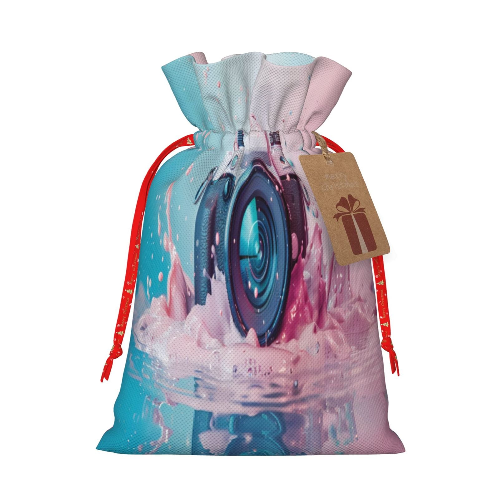 Bixox Vintage Camera Splash Art Print Christmas Burlap Gift Bags with ...