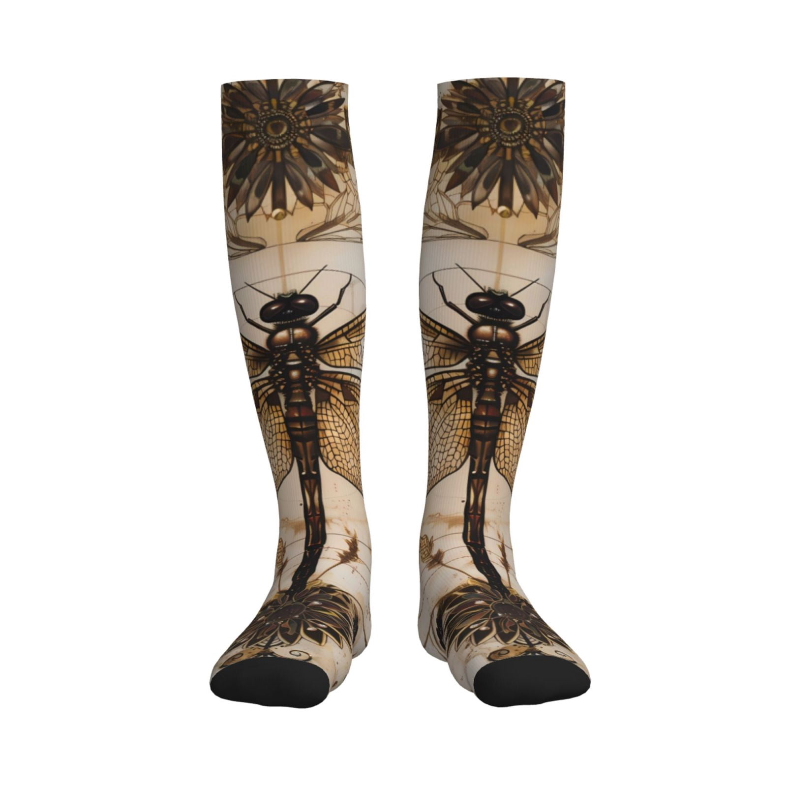 Bixox Vintage Dragonfly Artwork Print Compression Socks,Compression ...