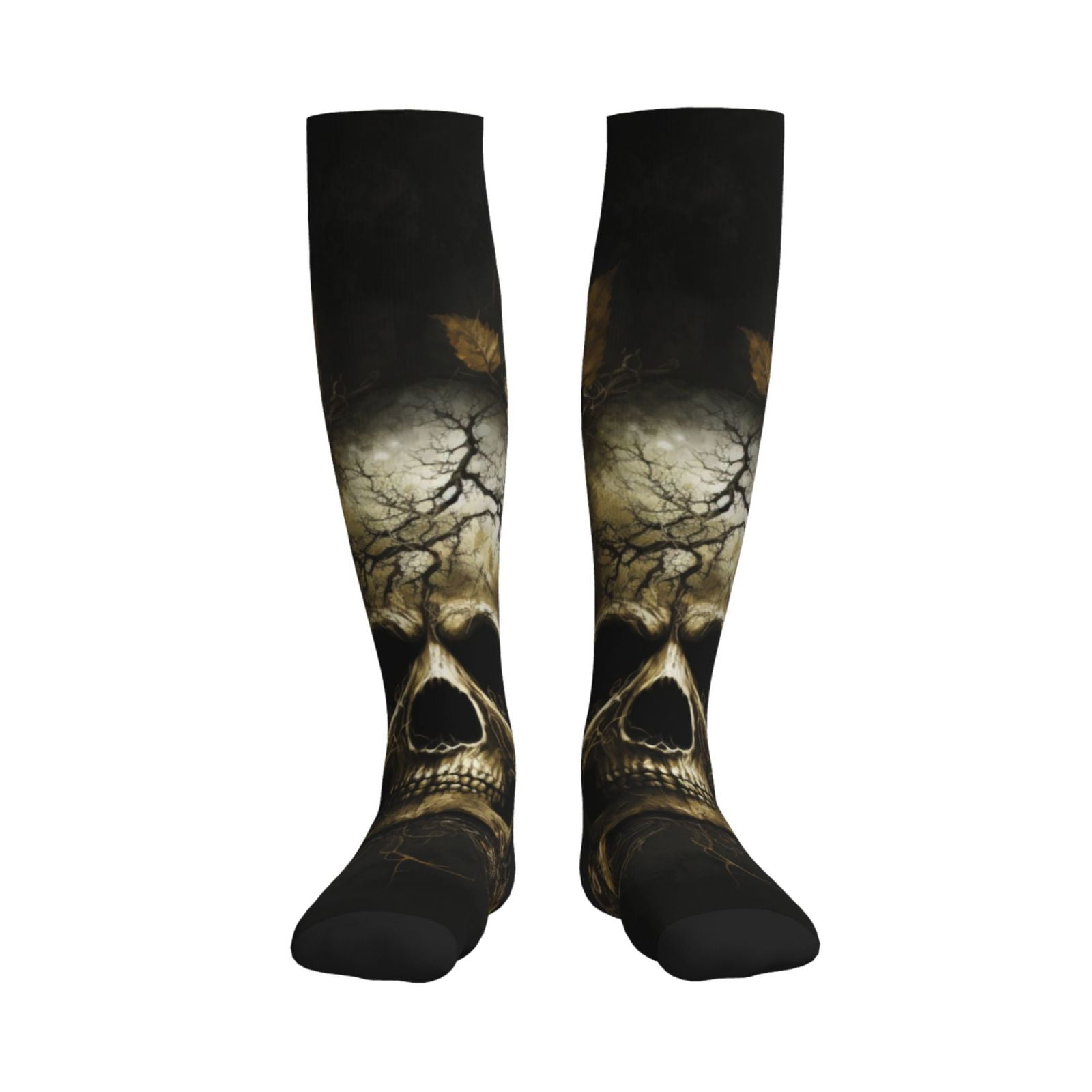 Bixox Vintage Gold Leaf Skull Print Compression Socks,Compression Socks ...