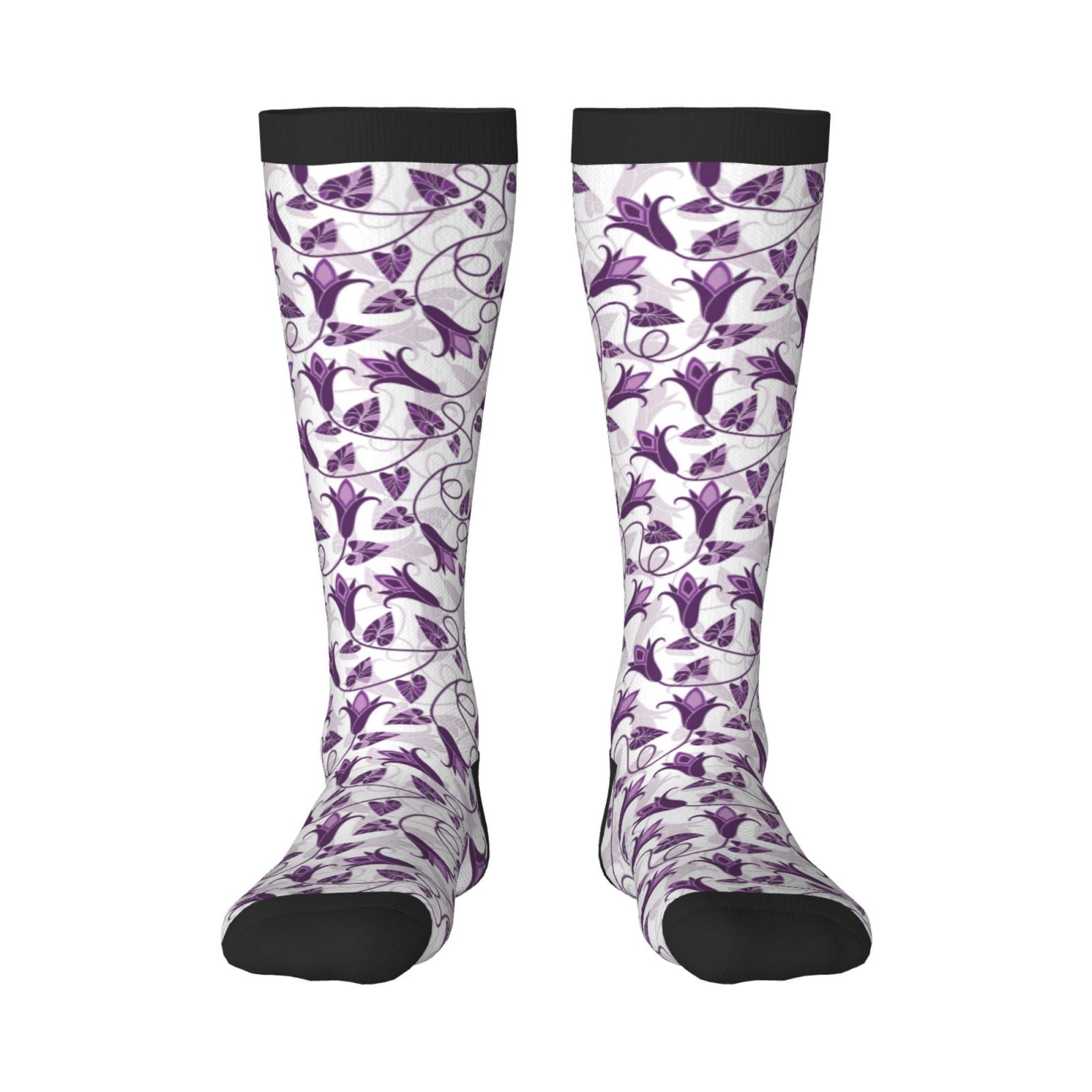 Bixox Violets Flowers Patterned Men's and Women's Knee Socks High Socks Outdoor Sports Socks ...