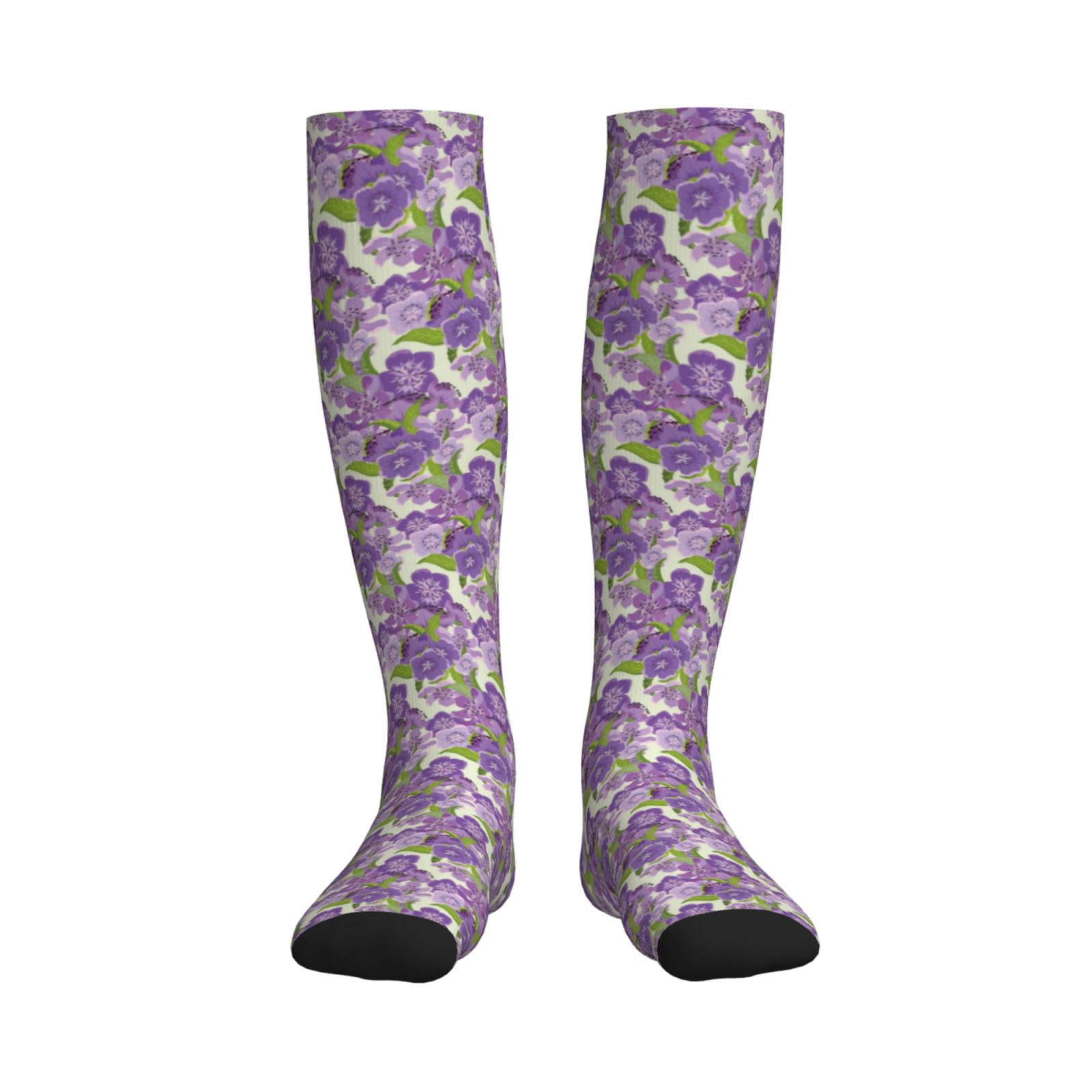 Bixox Violets Flowers Print Compression Socks,Compression Socks Women & Men Circulation for ...