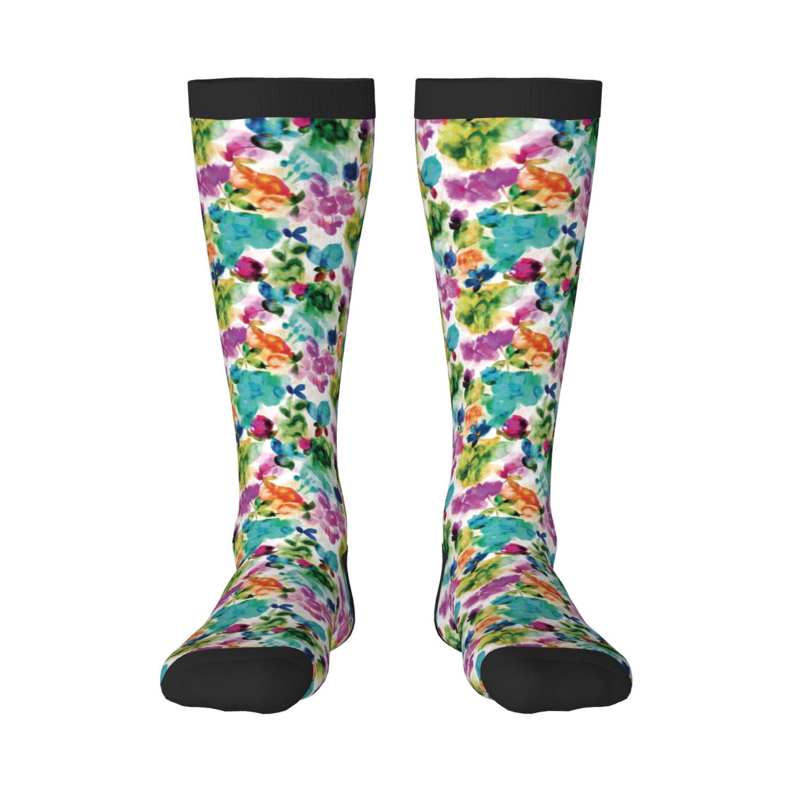 Bixox Watercolor Flowers Patterned Men's and Women's Knee Socks High ...