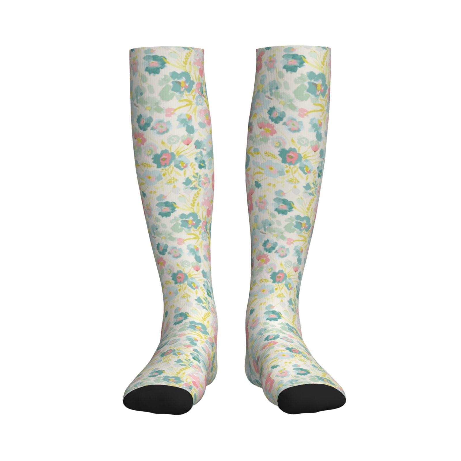 Bixox Watercolor Wildflowers Print Compression Socks,Compression Socks ...