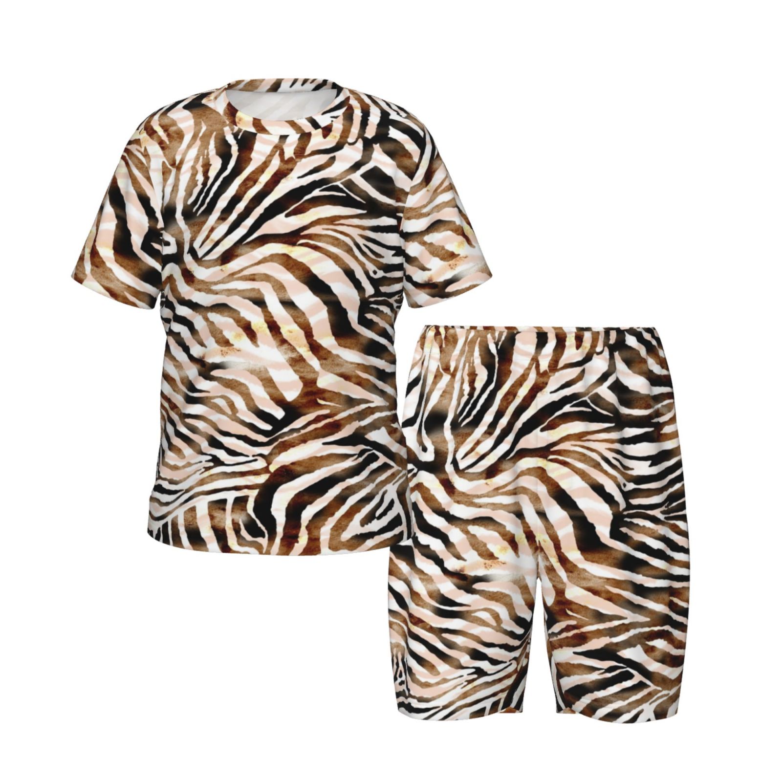 Bixox Watercolor Zebra Pattern children's Summer Short Sleeve Pajamas ...