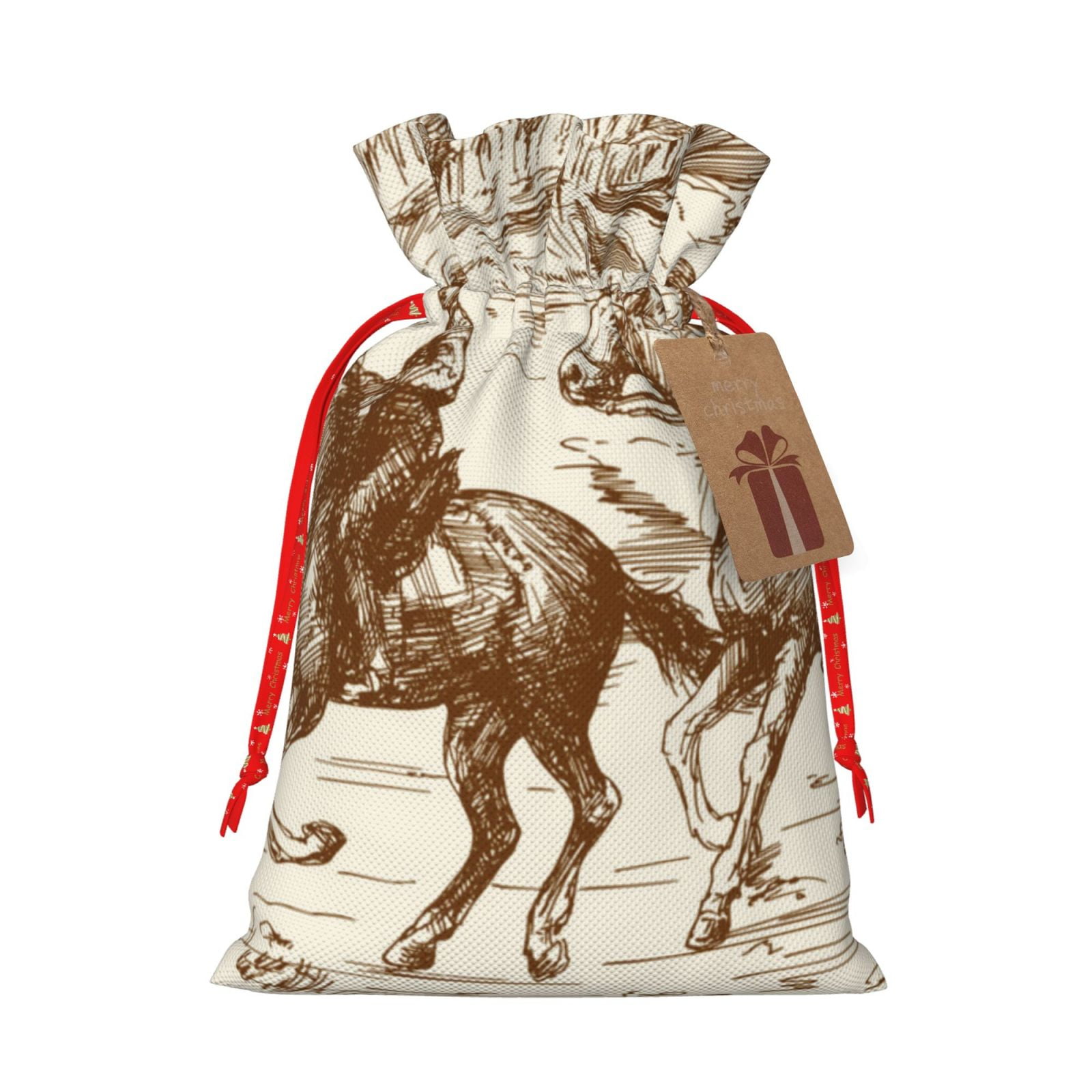 Bixox Western Desert Cowboys1 Print Christmas Burlap Gift Bags with ...