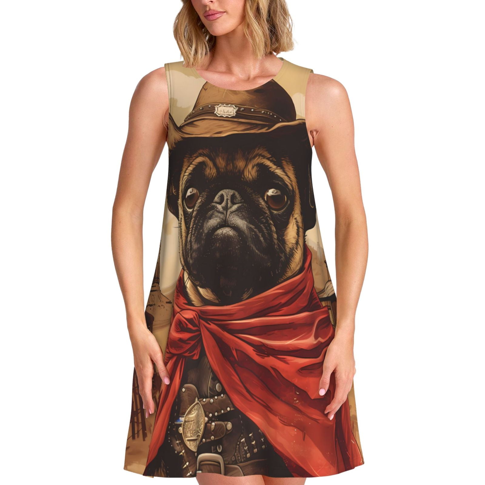 Bixox Western French Bulldog Cowboy Print Women's Sleeveless A-Line ...