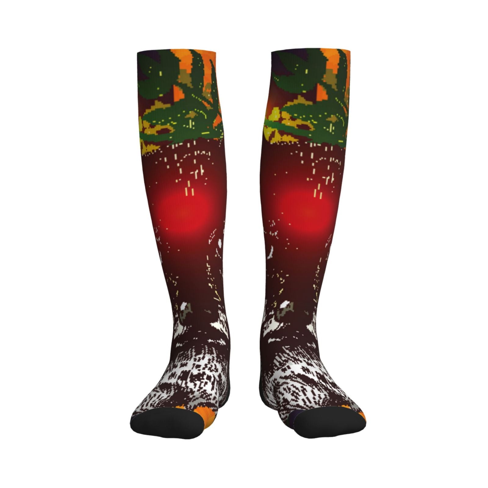 Bixox Wolf With Wildflowers Print Compression Socks,Compression Socks ...