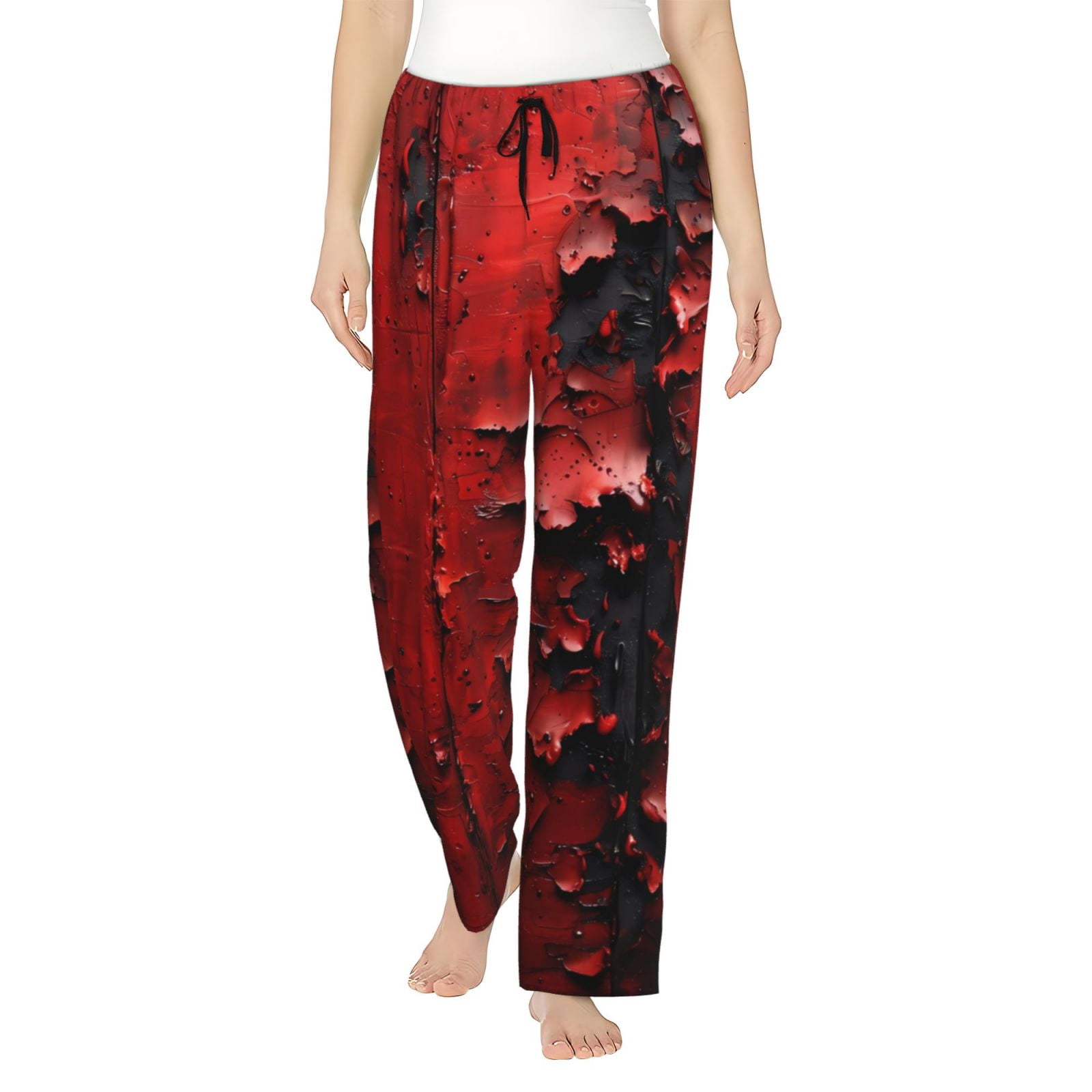 Bixox Women's Abstract Red Textured Canvas Patterned Pajama Pants ...
