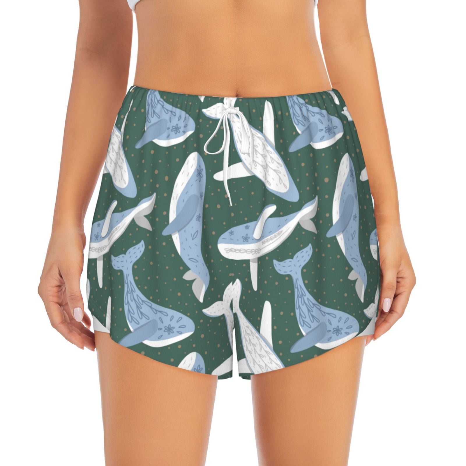 Bixox Women's Beautiful Whales pattern 2 in 1 Running Shorts ...