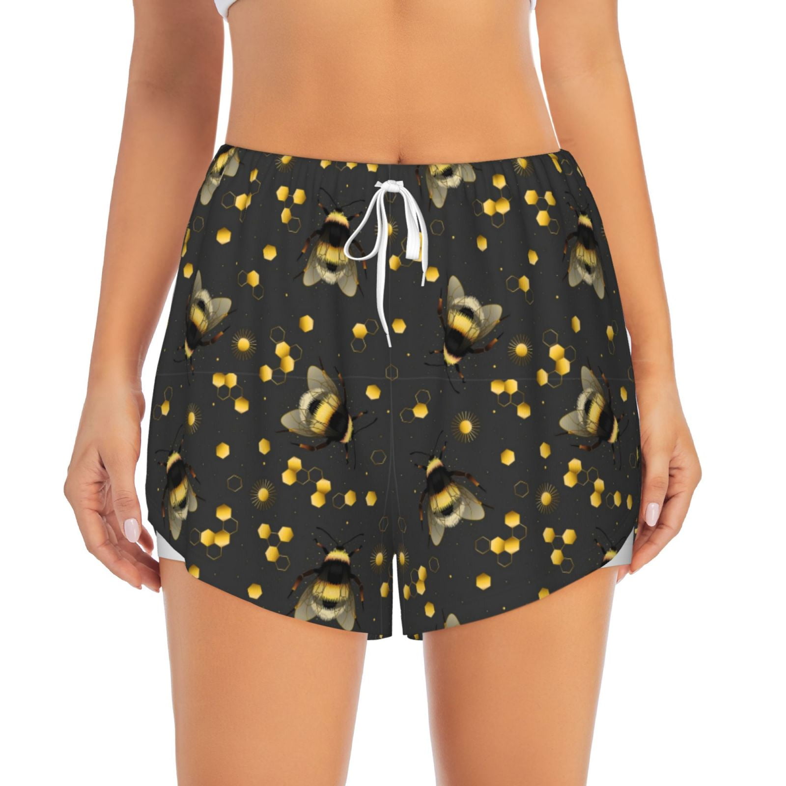 Bixox Women's Bumblebee pattern 2 in 1 Running Shorts - Lightweight ...