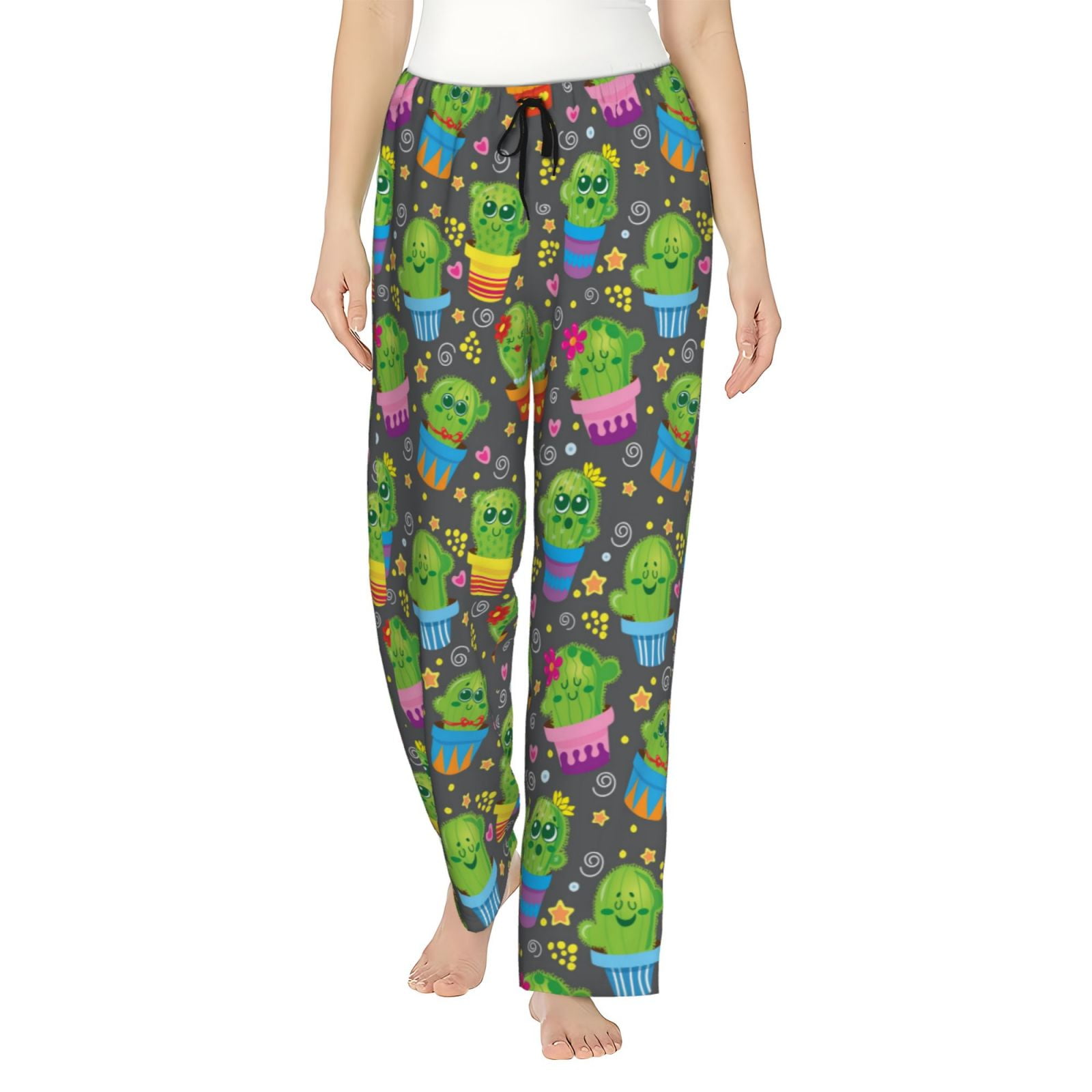 Bixox Women's Cactus In Pots Patterned Pajama Pants Loungewear ...