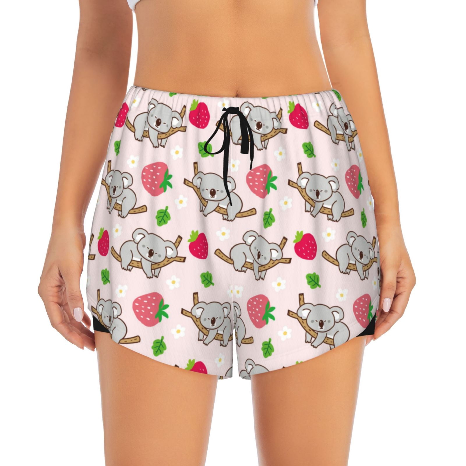 Bixox Women's Cartoon Koala Bear pattern 2 in 1 Running Shorts ...