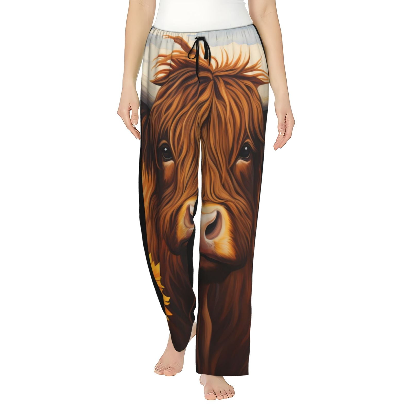 Bixox Women's Countryside Sunflower Cow Patterned Pajama Pants ...