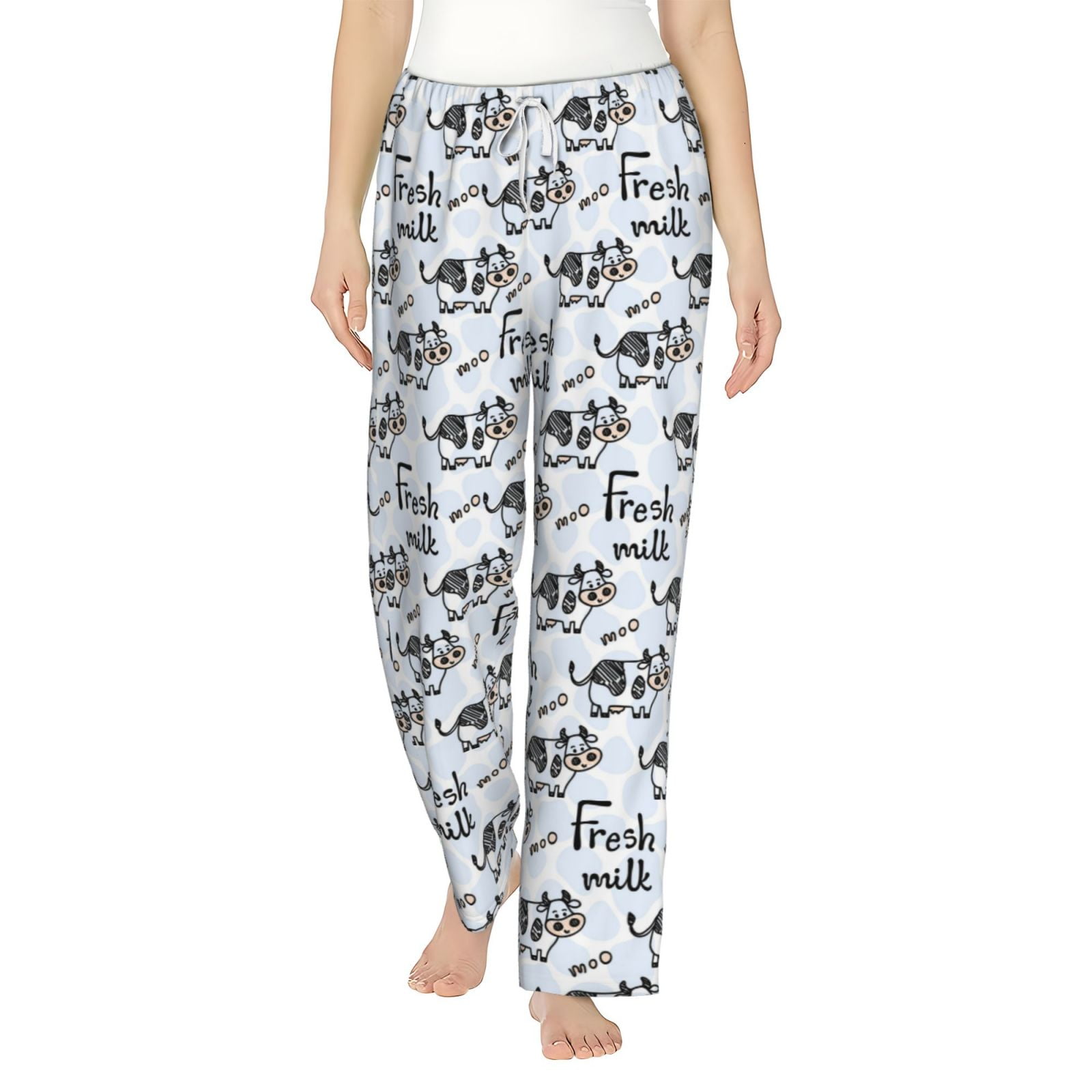 Bixox Women's Cow With Fresh Milk Patterned Pajama Pants Loungewear ...
