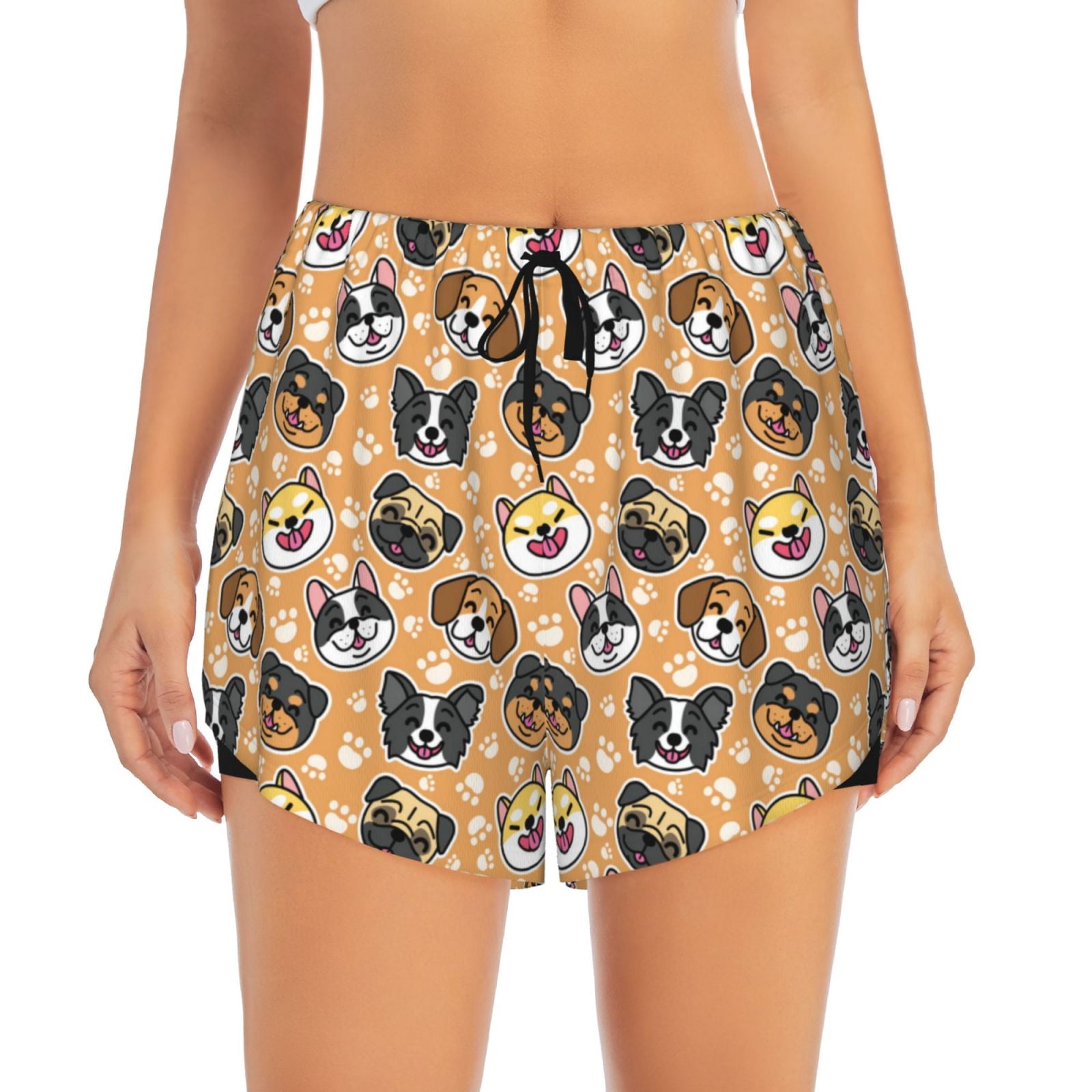 Bixox Women's Cute Dogs Head pattern 2 in 1 Running Shorts ...
