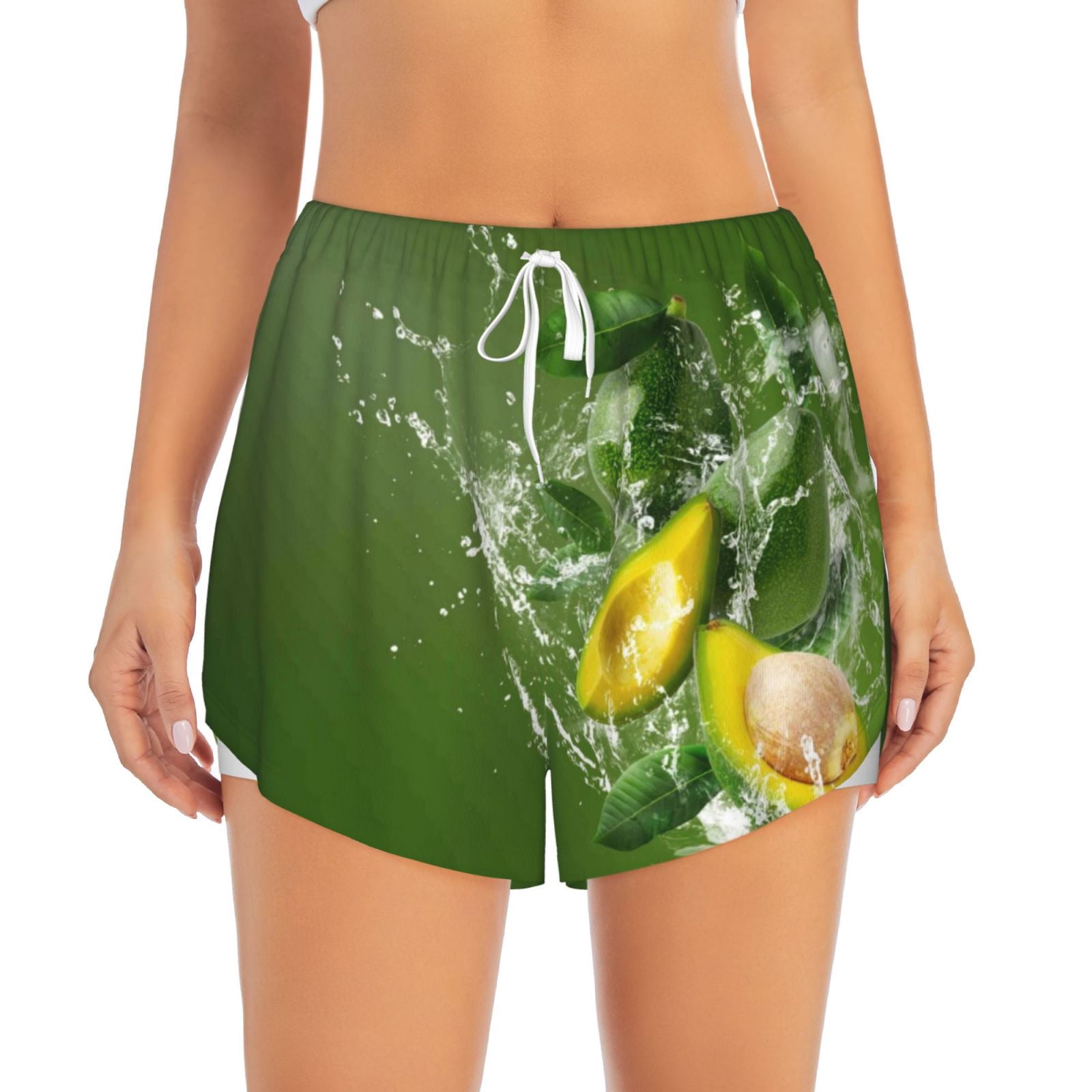 Bixox Women's Friut Avocado pattern 2 in 1 Running Shorts - Lightweight ...