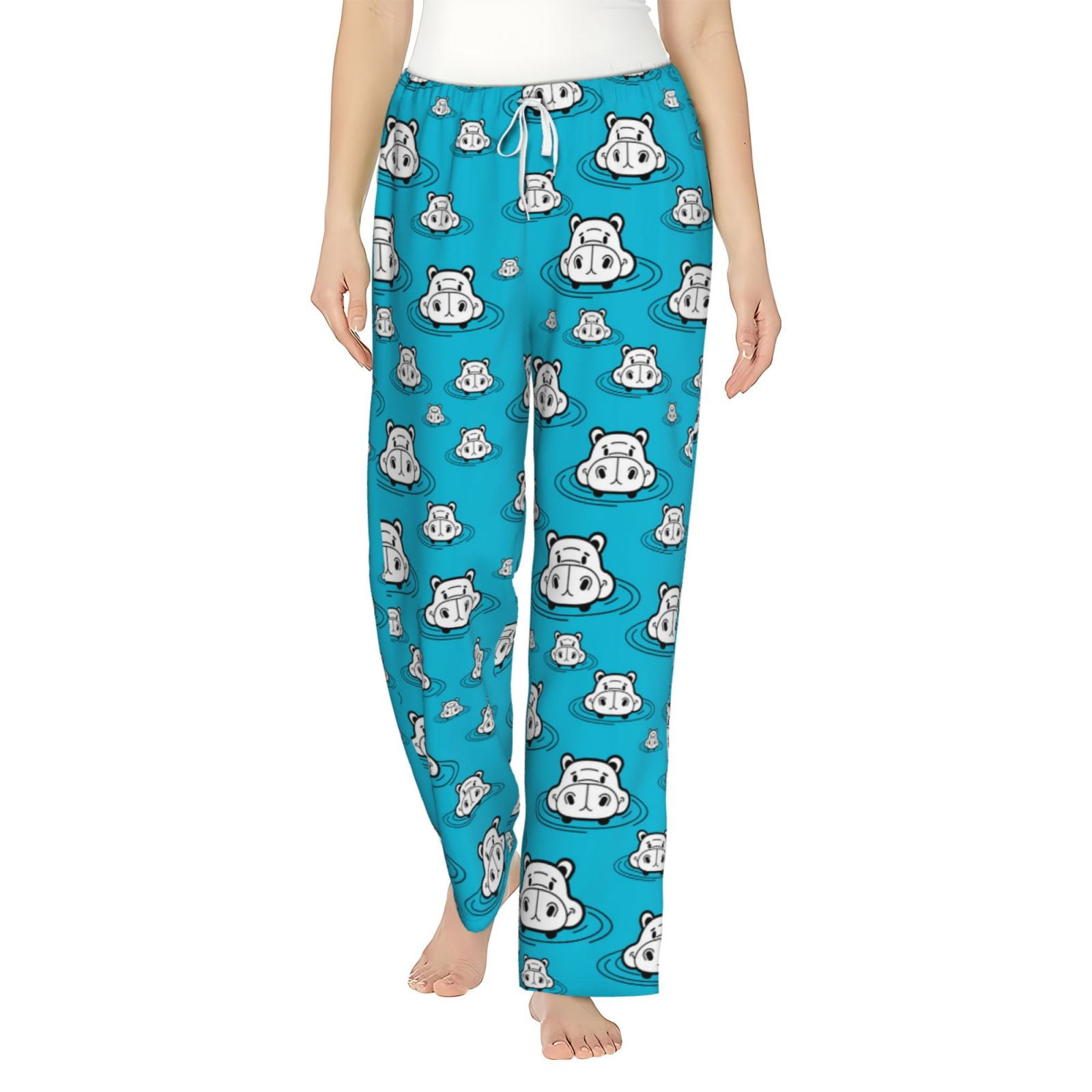 Bixox Women's Hippo In Water Head Patterned Pajama Pants Loungewear ...