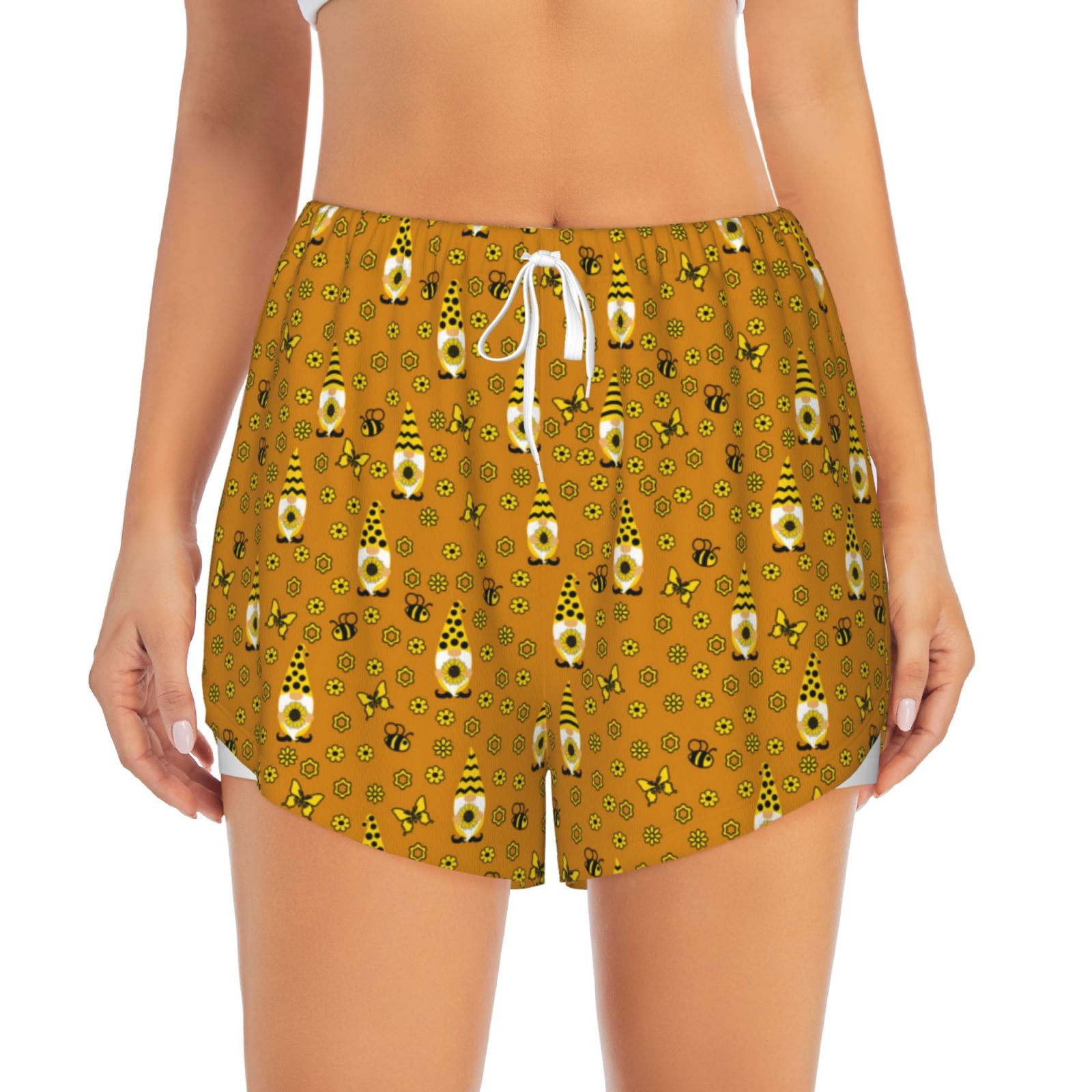 Bixox Women's Honey Bee Gnomes pattern 2 in 1 Running Shorts ...