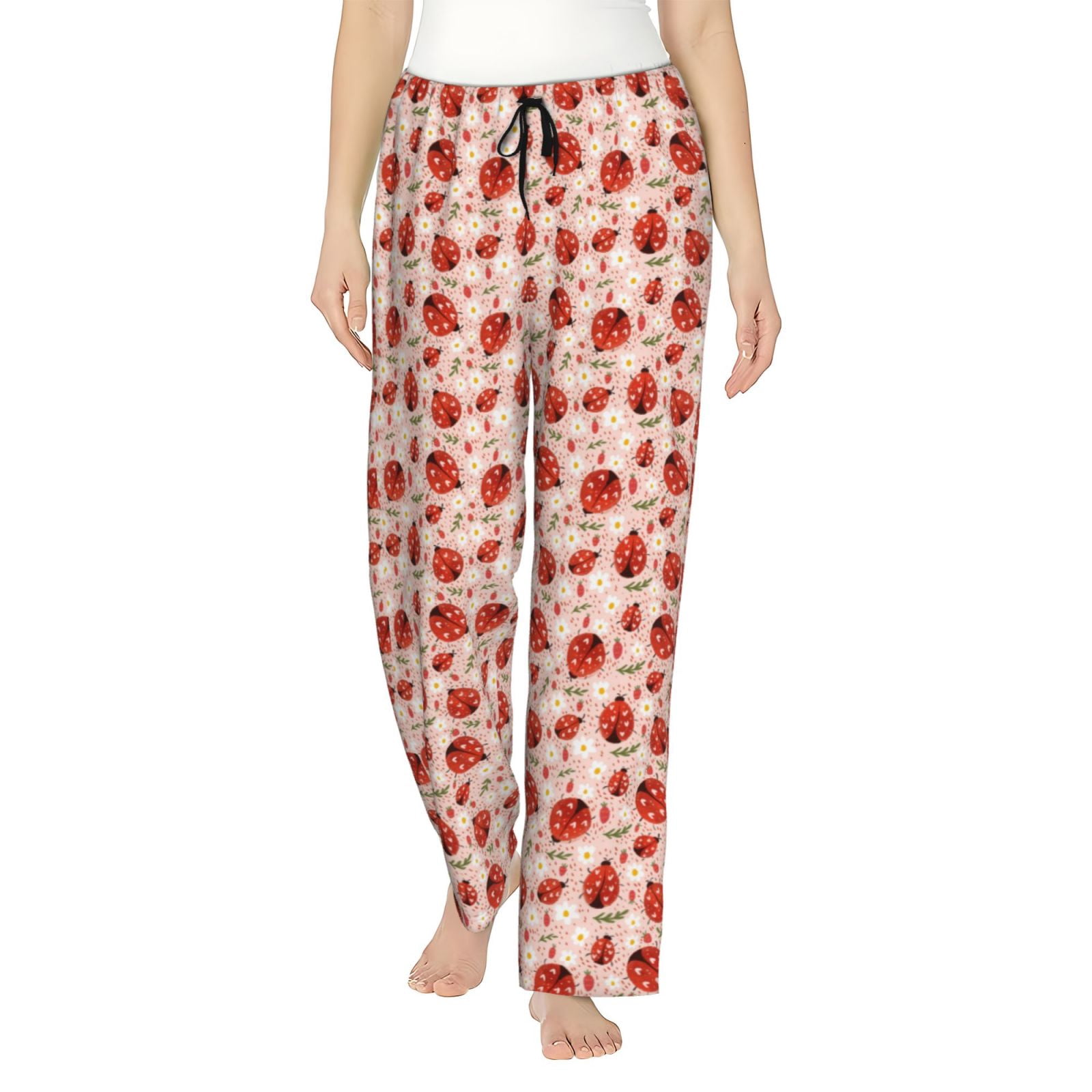 Bixox Women's Ladybugs With Heart Spots Patterned Pajama Pants ...