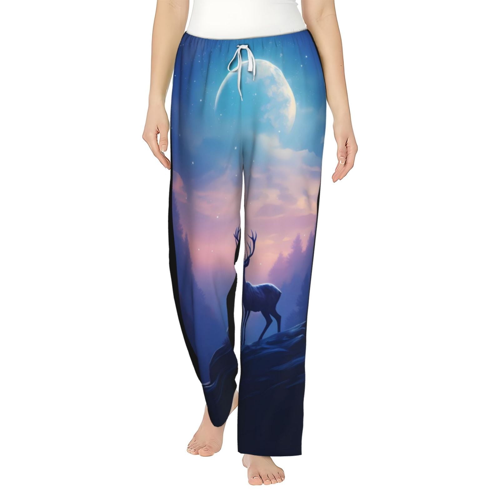 Bixox Women's Night Sky Elk Patterned Pajama Pants Loungewear - Walmart.com