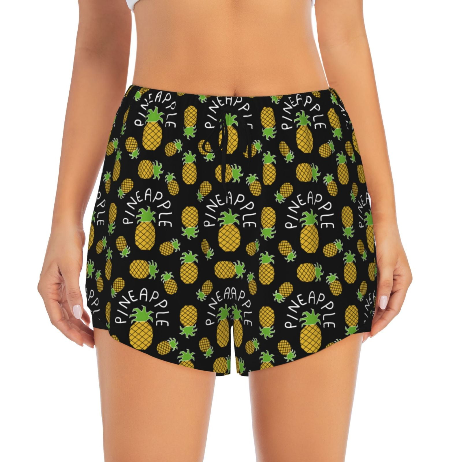 Bixox Women's Pineapple pattern 2 in 1 Running Shorts - Lightweight ...