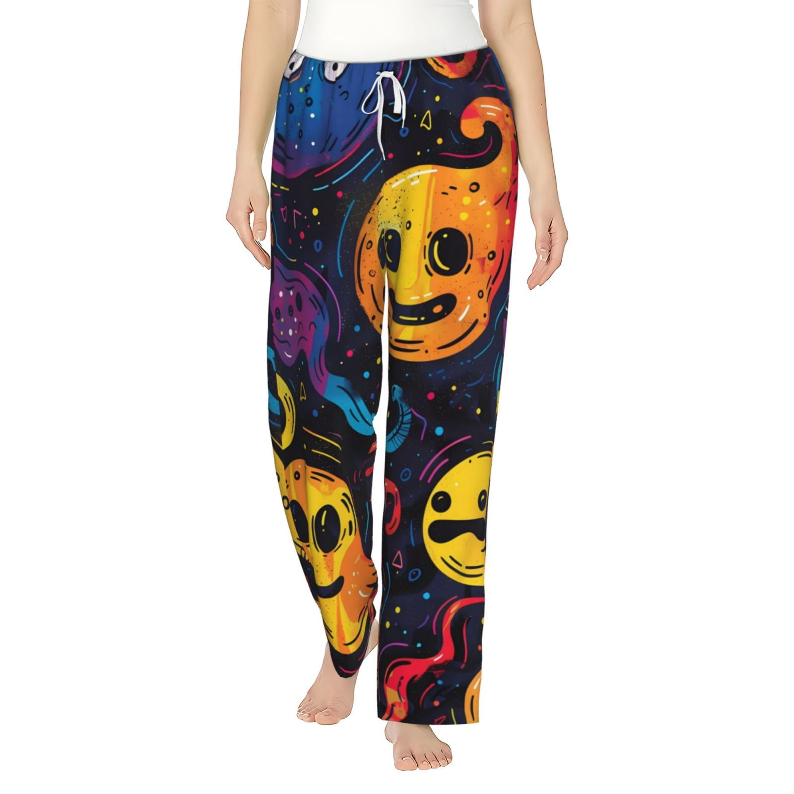 Bixox Women's Playful Ghosts Night Sky Patterned Pajama Pants ...