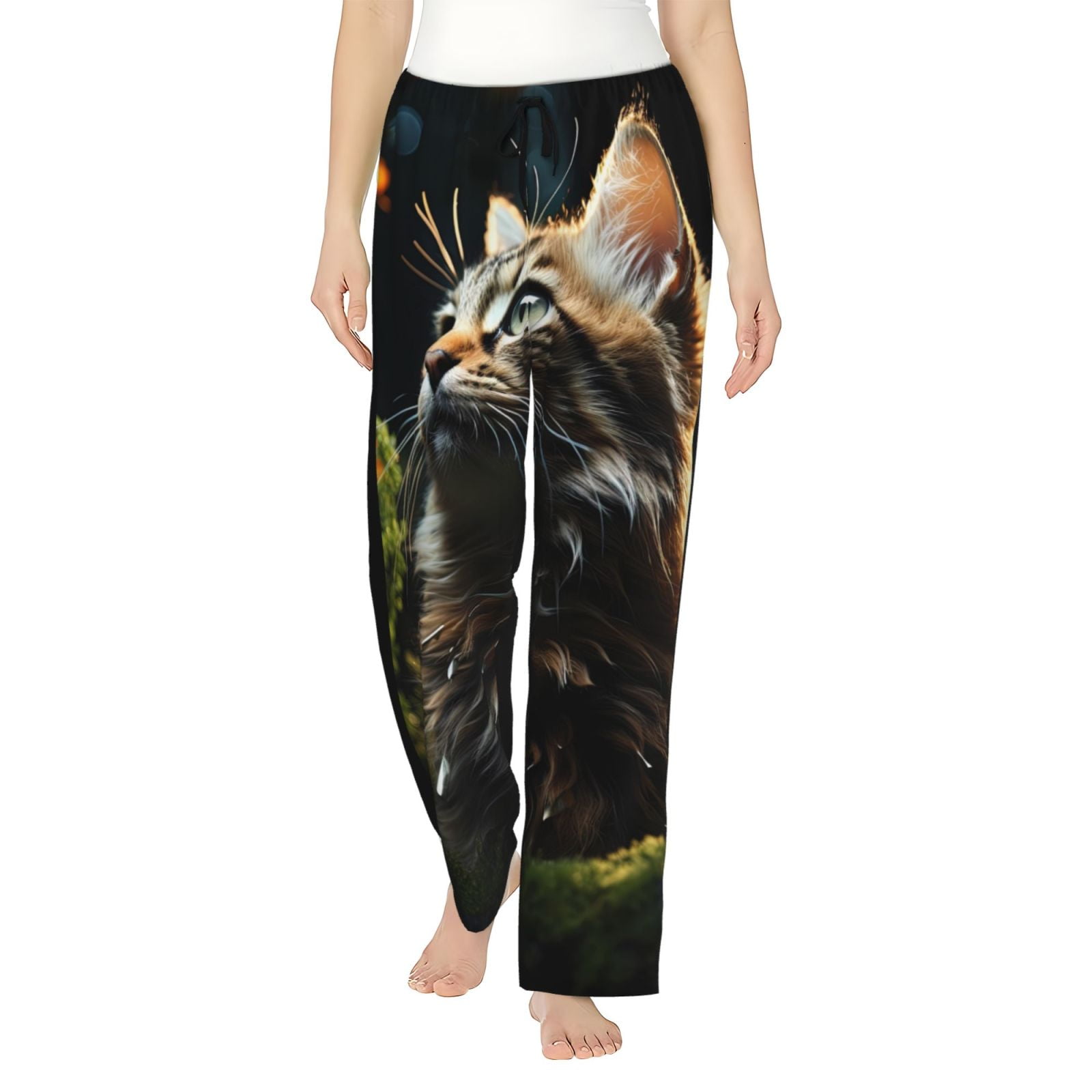 Bixox Women's Realistic Style Cute Cat Patterned Pajama Pants ...