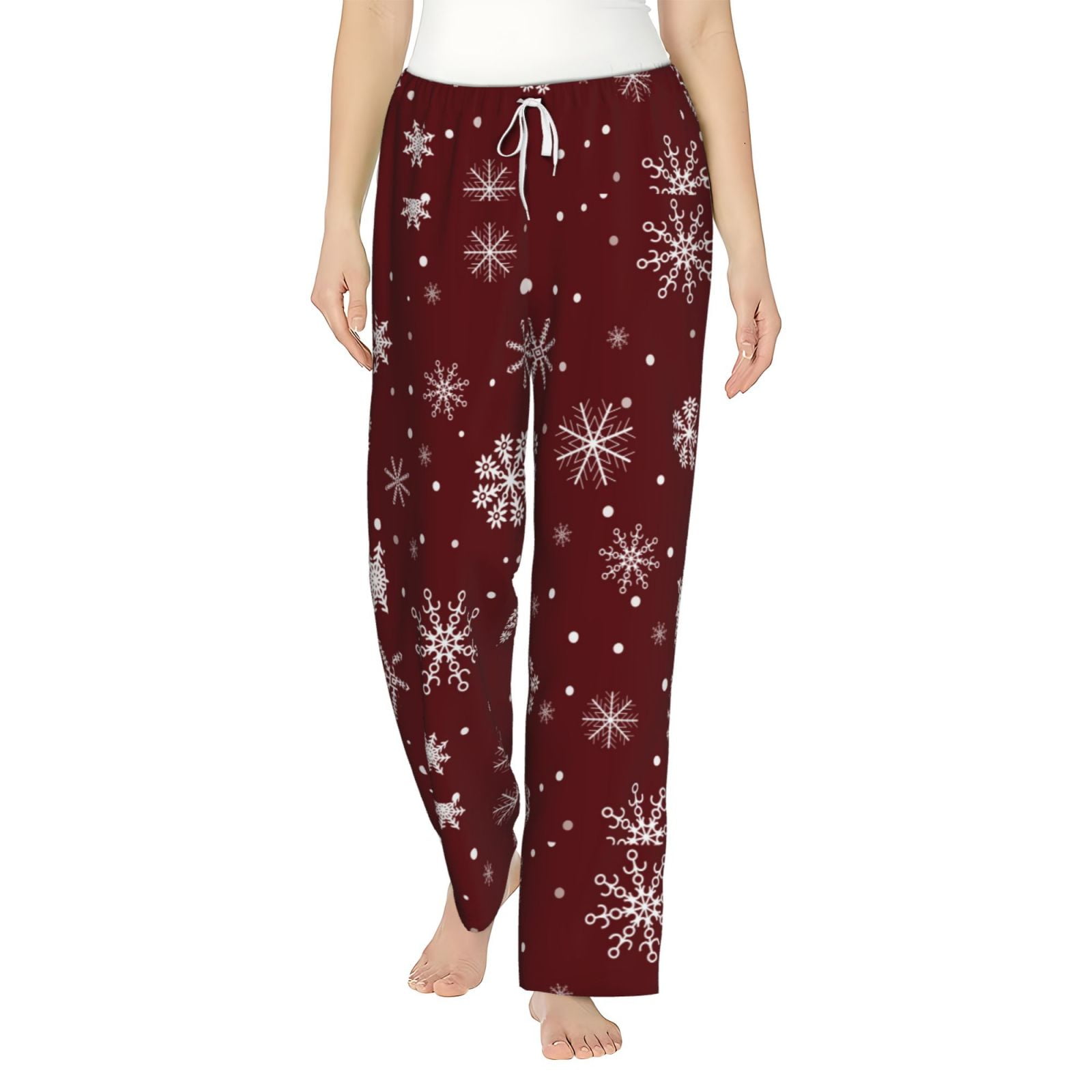 Bixox Women's Romantic white snowflakes Patterned Pajama Pants ...