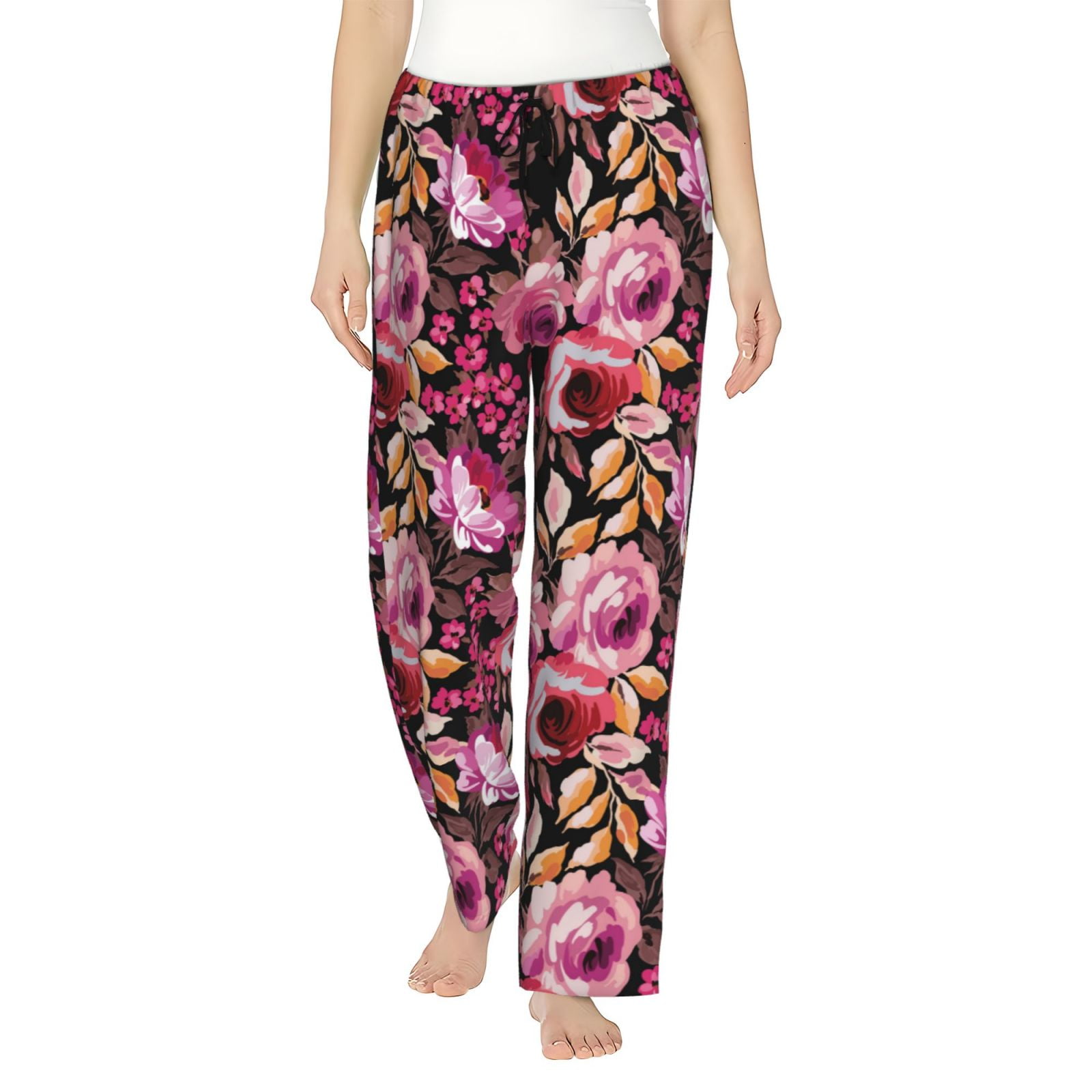 Bixox Women's Rose Flowers Patterned Pajama Pants Loungewear - Walmart.com