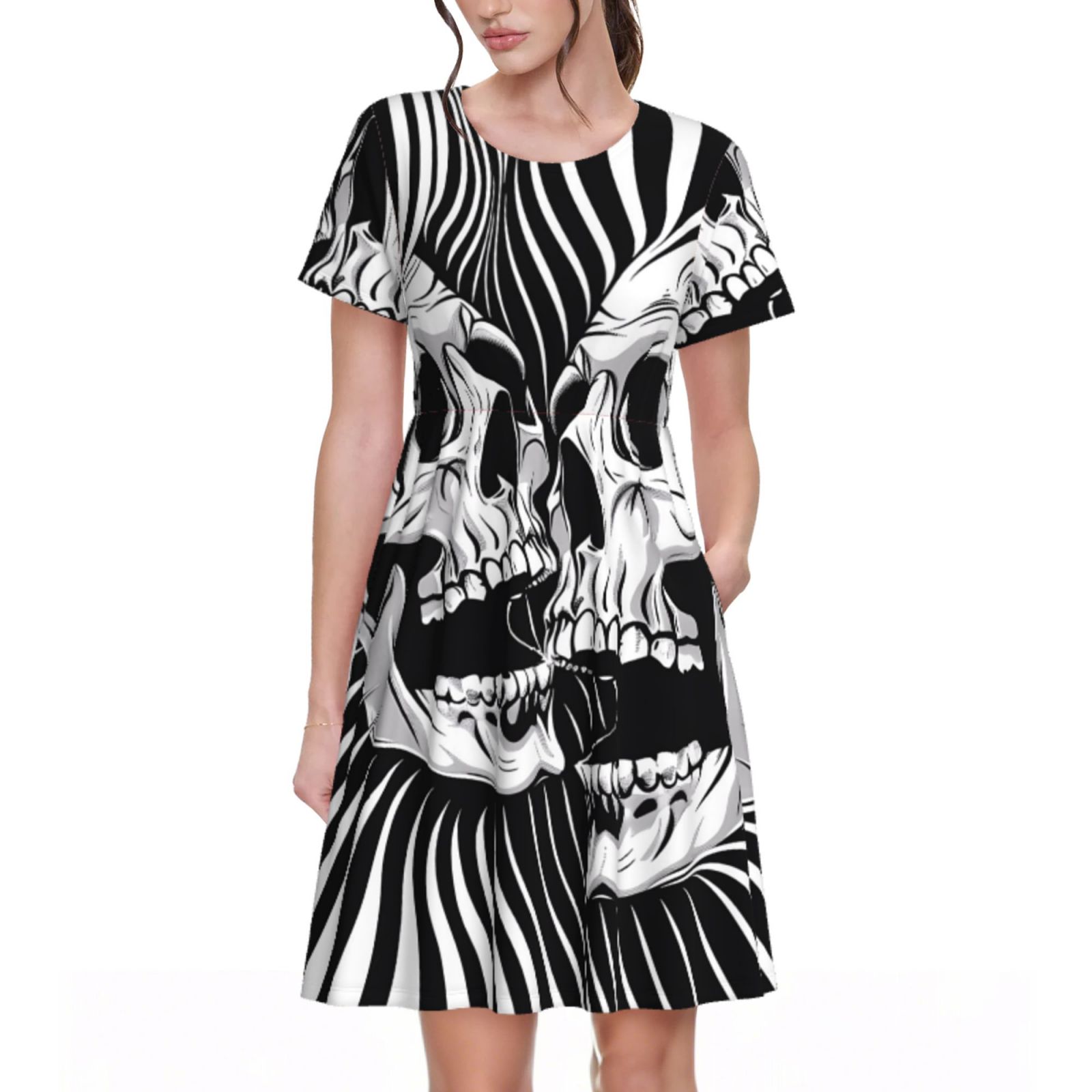 Bixox Women's Short Sleeve Summer Dress Loose Swing Knee Length Dresses ...