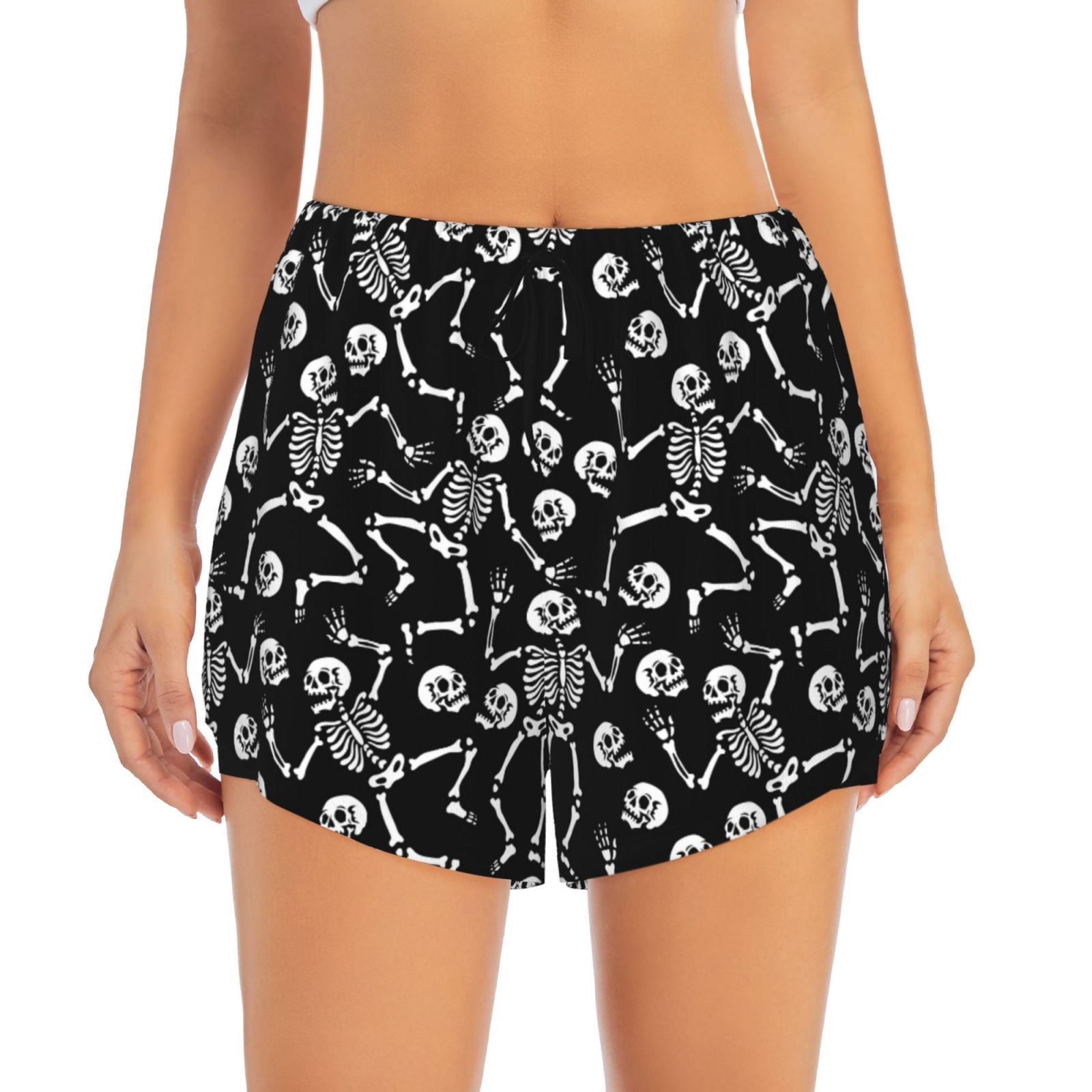 Bixox Women's Skeletons Dancing pattern 2 in 1 Running Shorts ...