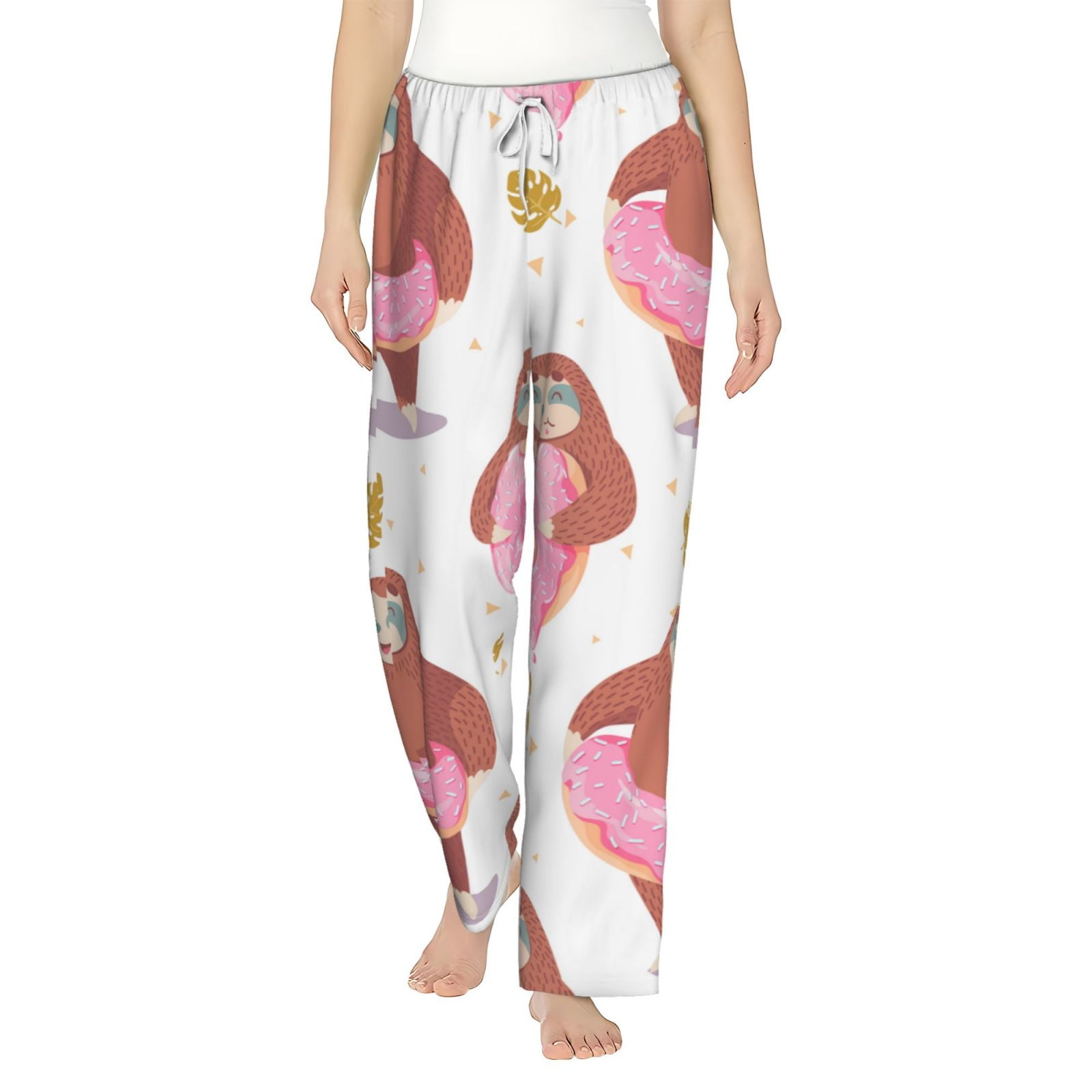 Bixox Women's Sloth with Donuts1 Patterned Pajama Pants Loungewear ...