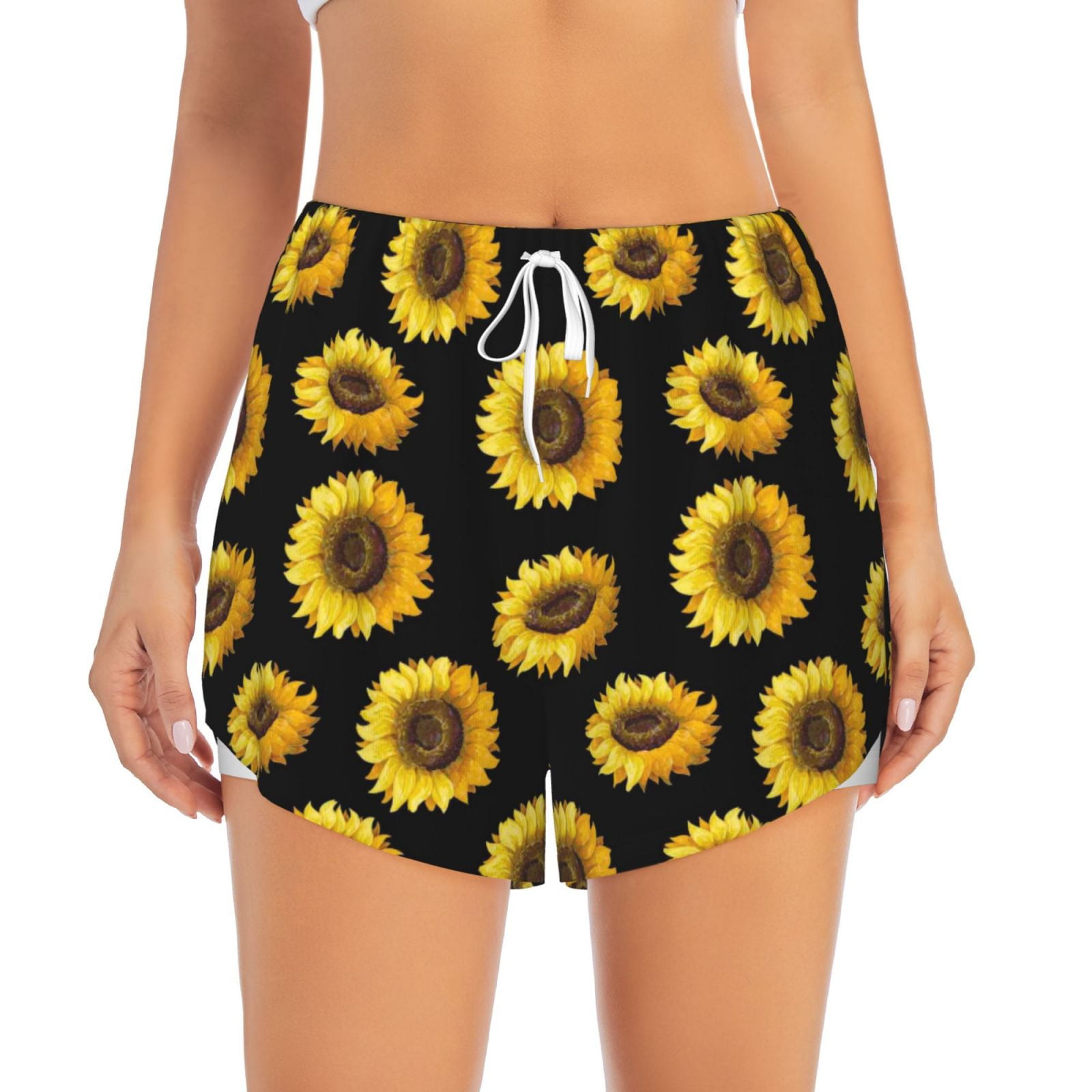 Bixox Women's Sunflower (2) pattern 2 in 1 Running Shorts - Lightweight ...