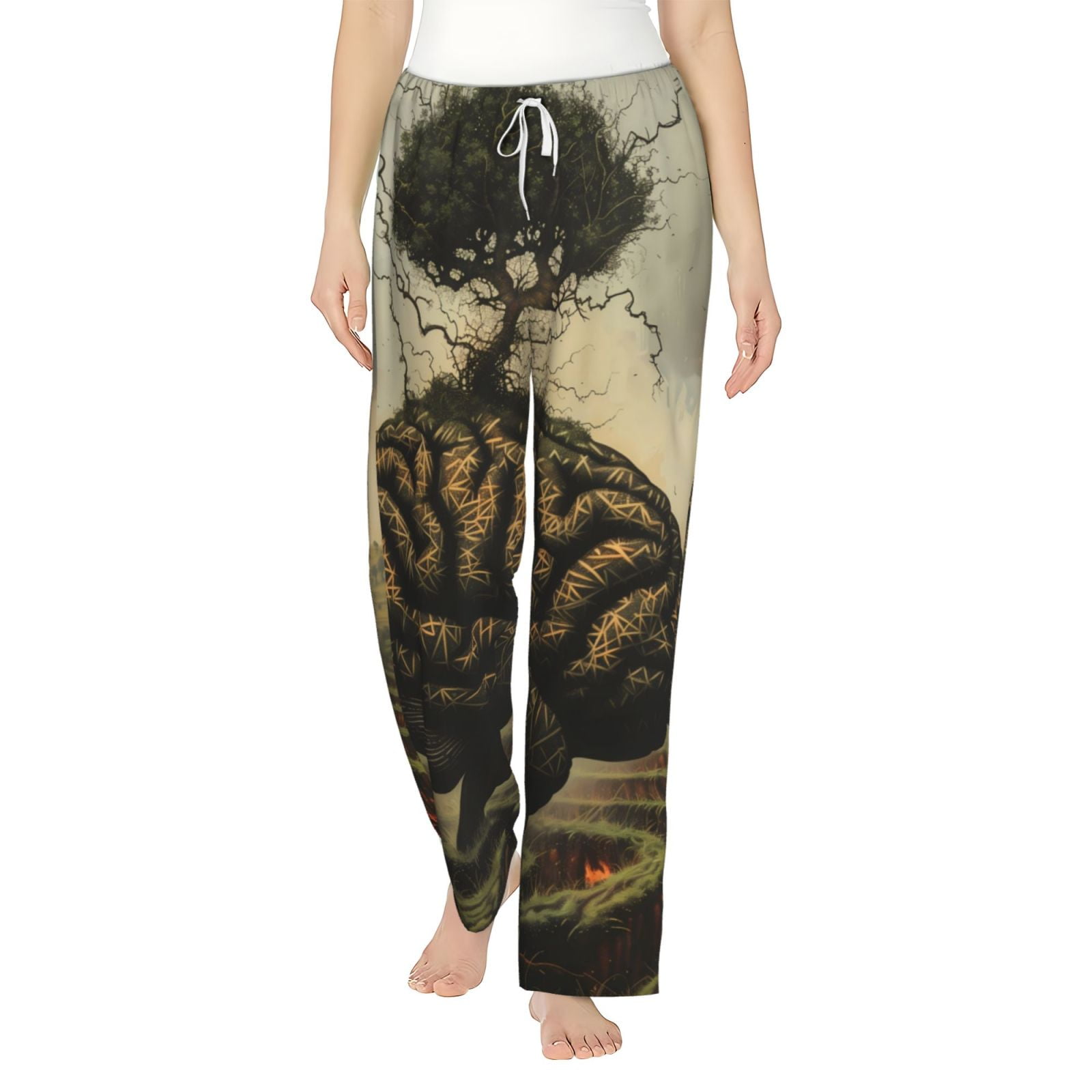 Bixox Women's Surreal Brain Tree Patterned Pajama Pants Loungewear ...