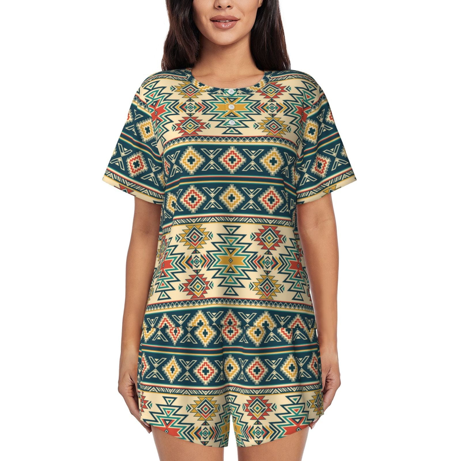 Bixox Women's Traditional Tribal Aztec1 Printed Pajama Set 2 Piece ...