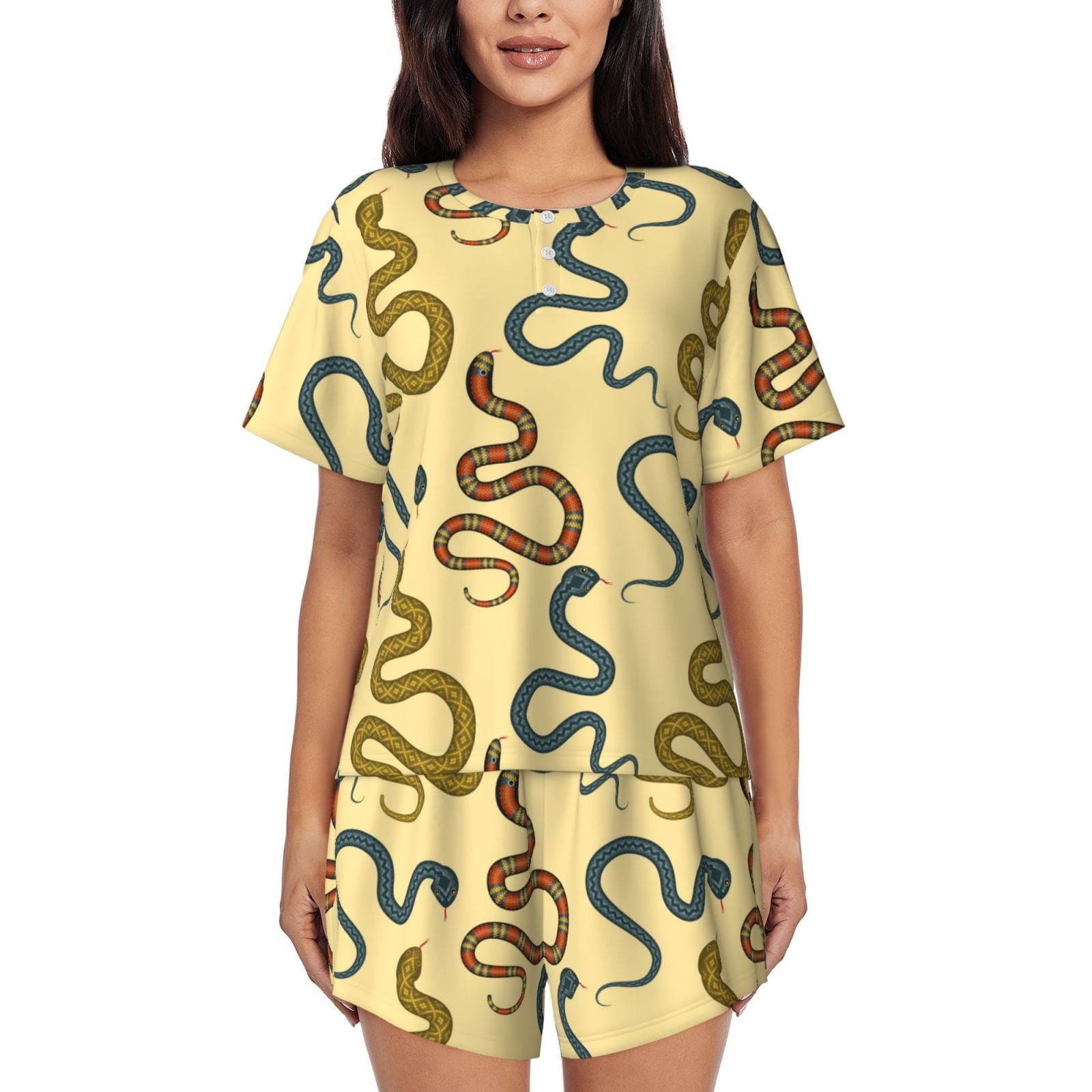 Bixox Women's Various Snake Printed Pajama Set 2 Piece Lounge Set Top ...