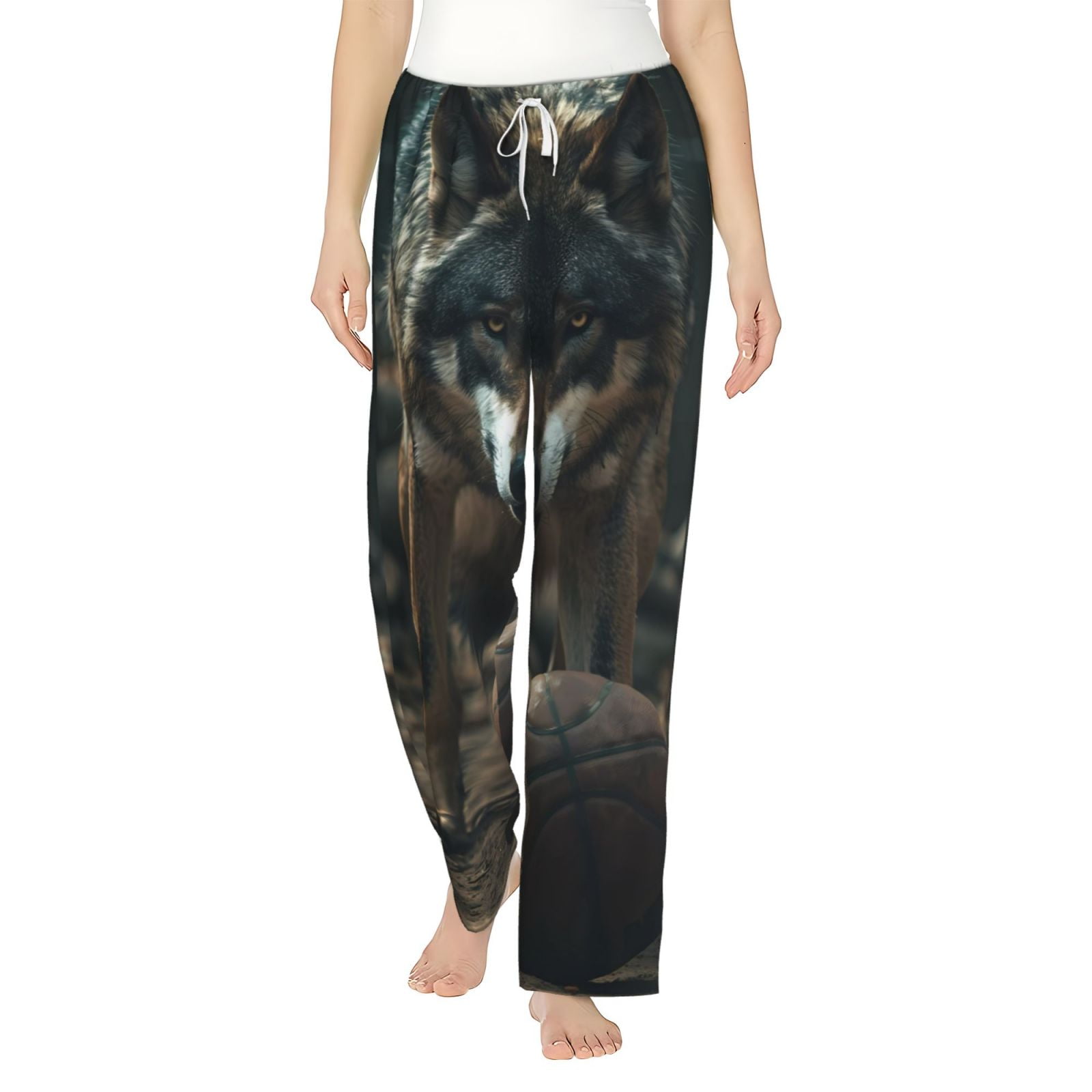 Bixox Women's Wolf With Basketball Patterned Pajama Pants Loungewear ...