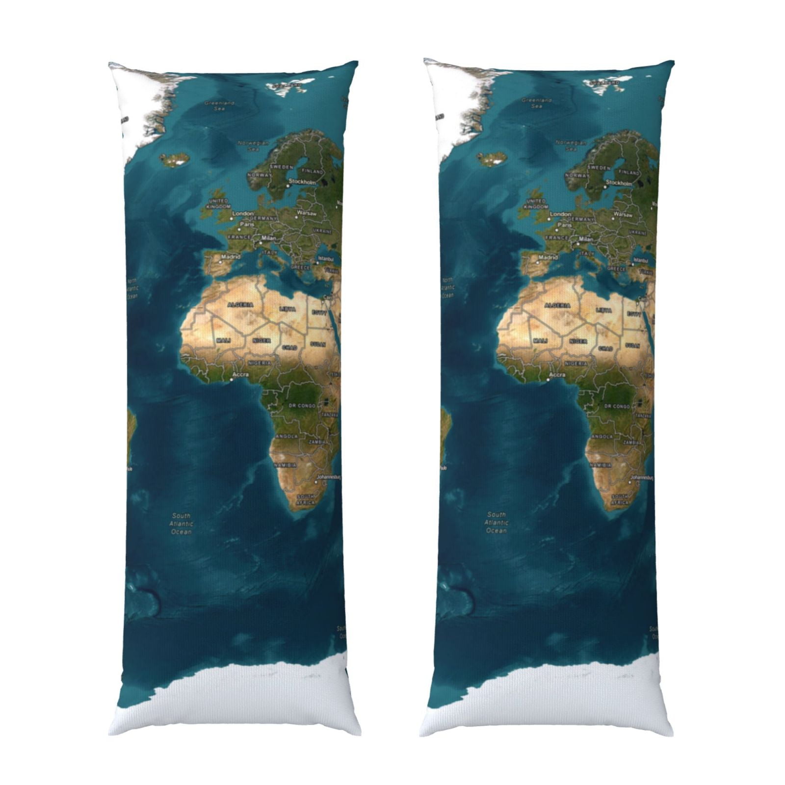 Bixox World Map Print Body Pillow Cover with Zipper Closure, Cozy Fuzzy ...