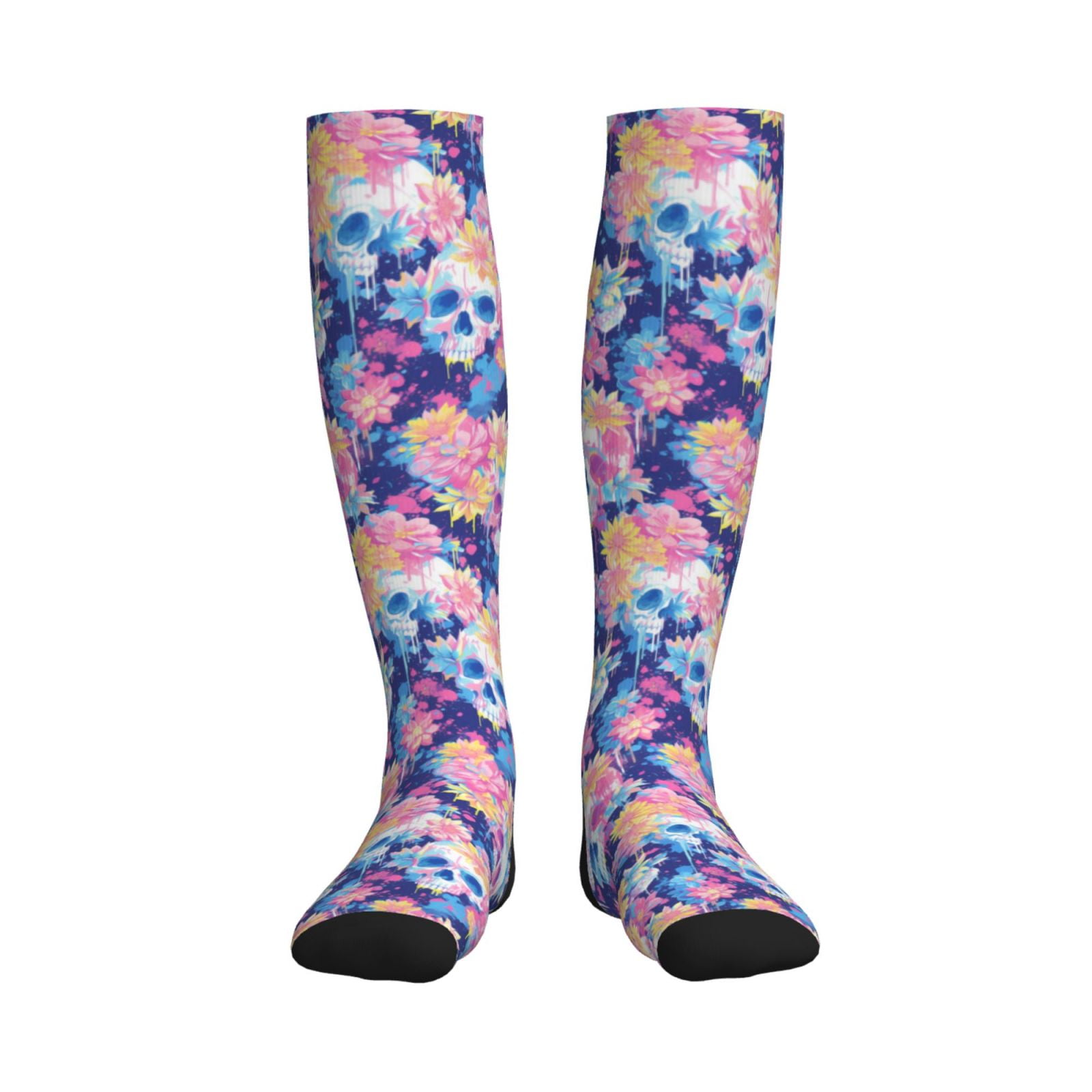 Bixox graffiti style Skull flower Print Compression Socks,Compression ...